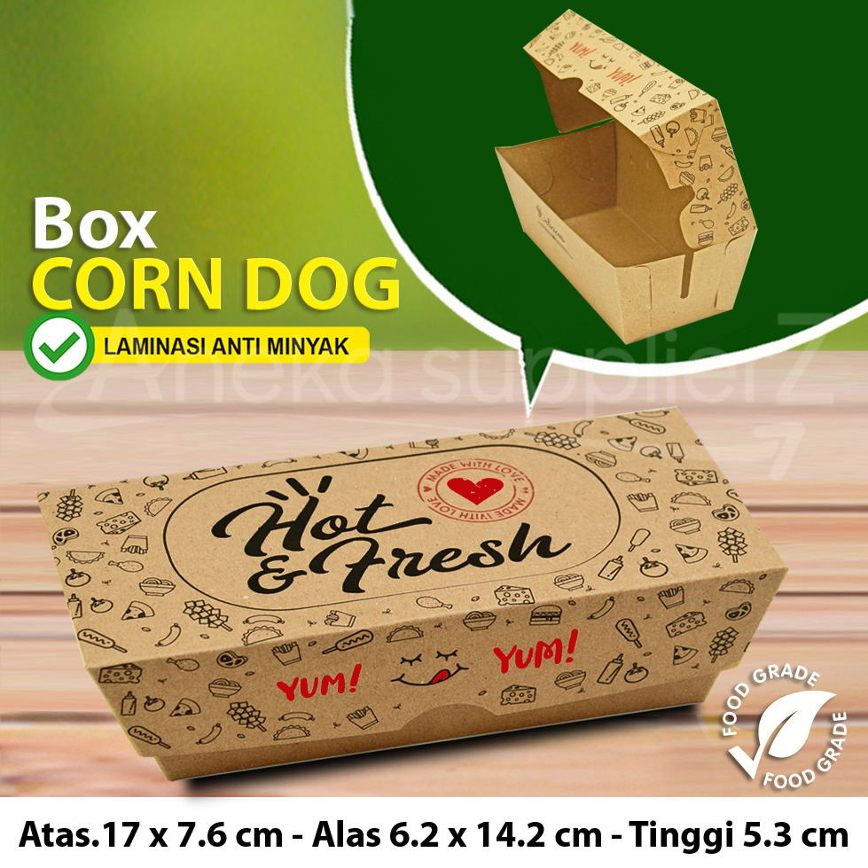Box Corndog - Dus Corn dog - Kotak Corndog | KRAFT COKLAT - HOT&FRESH ...