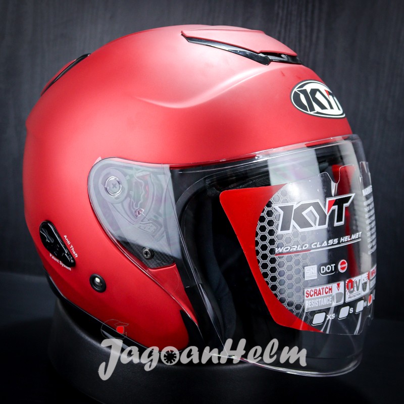 KYT Helm Kyoto SOLID | RED DOFF | SINGLE VISOR | Lazada Indonesia