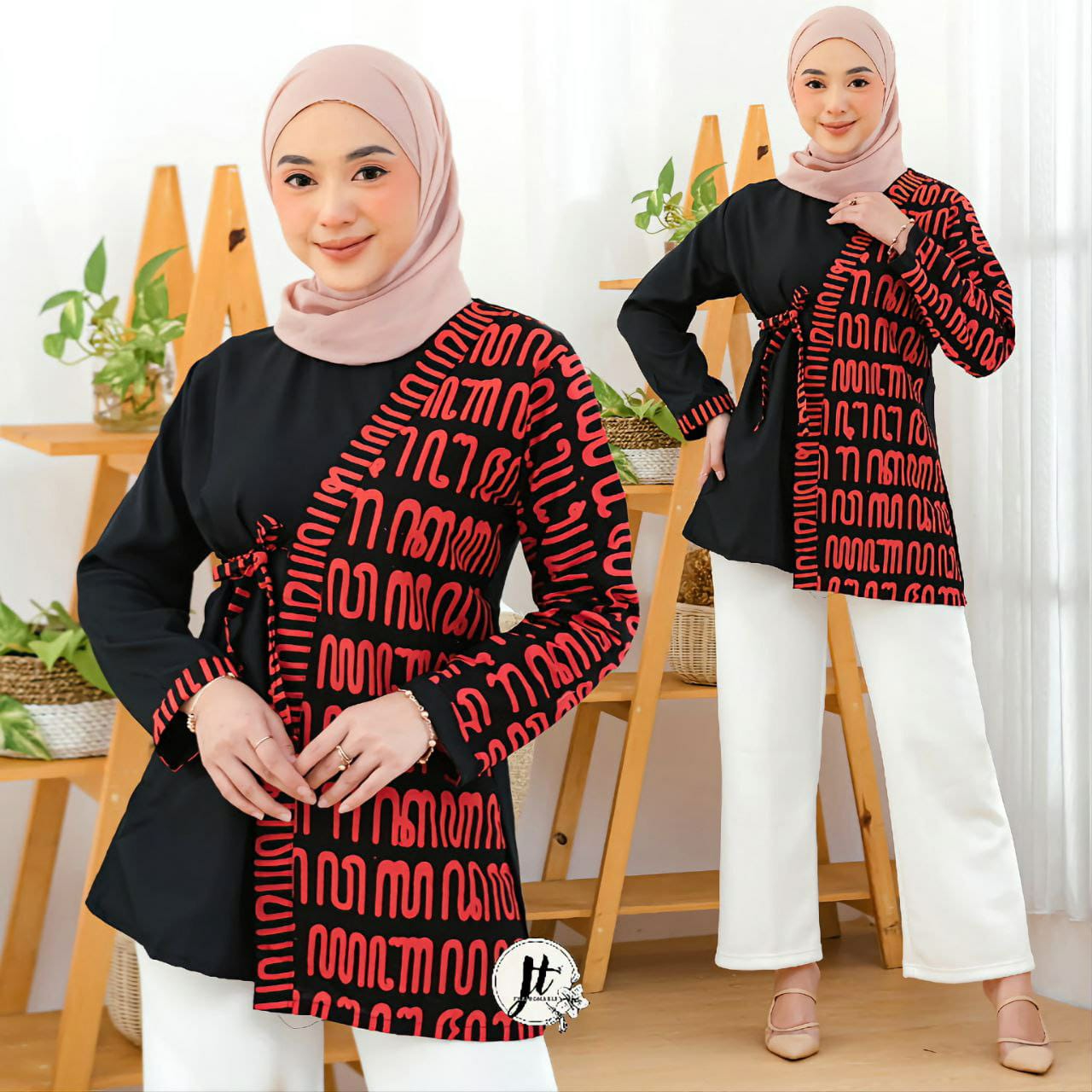 Blus Batik Atasan Wanita Mew Motif Aksara Jawa Realpict / Model Kancing ...