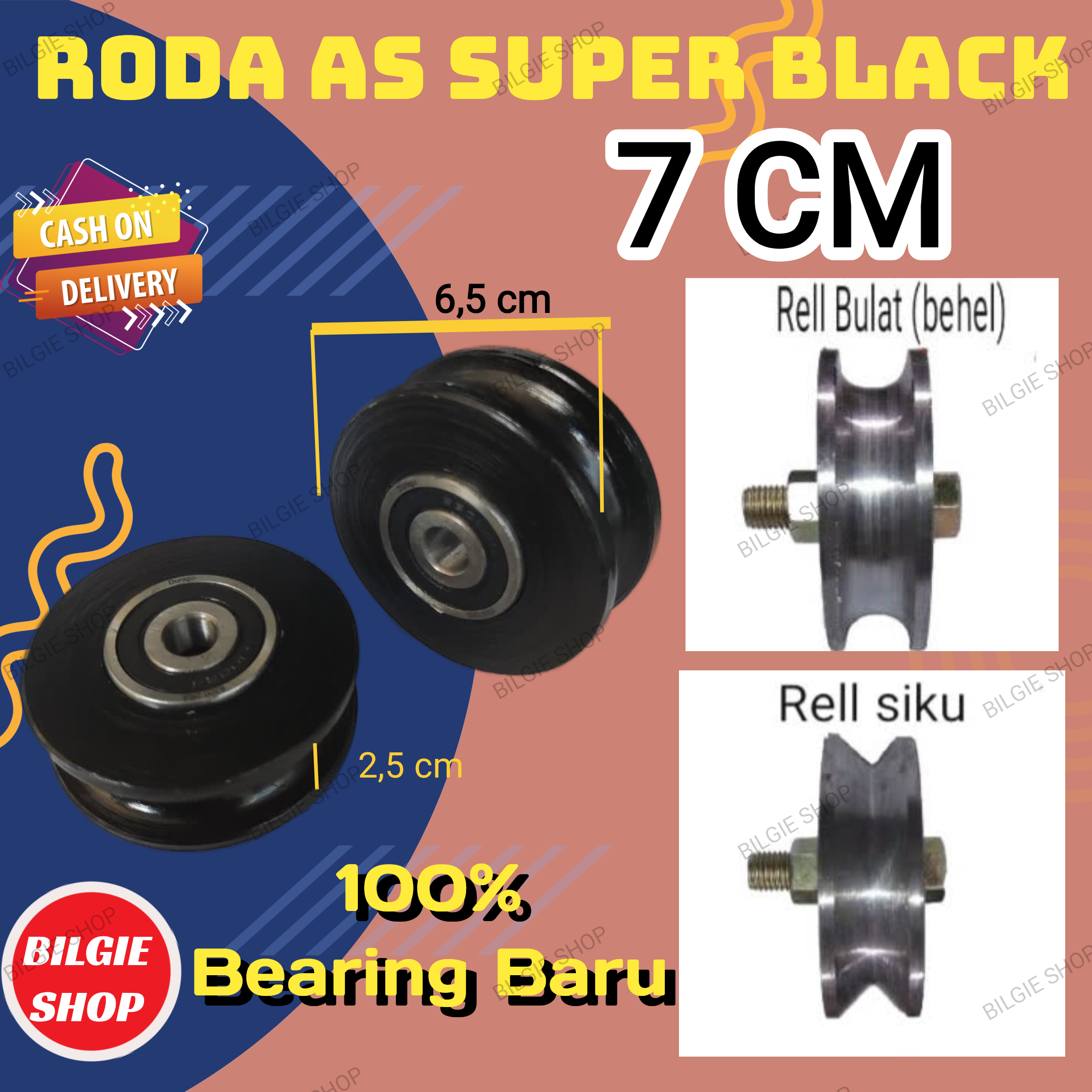 Roda pintu gerbang SUPER BLACK 7CM tanpa casing roda only bearing baru ...