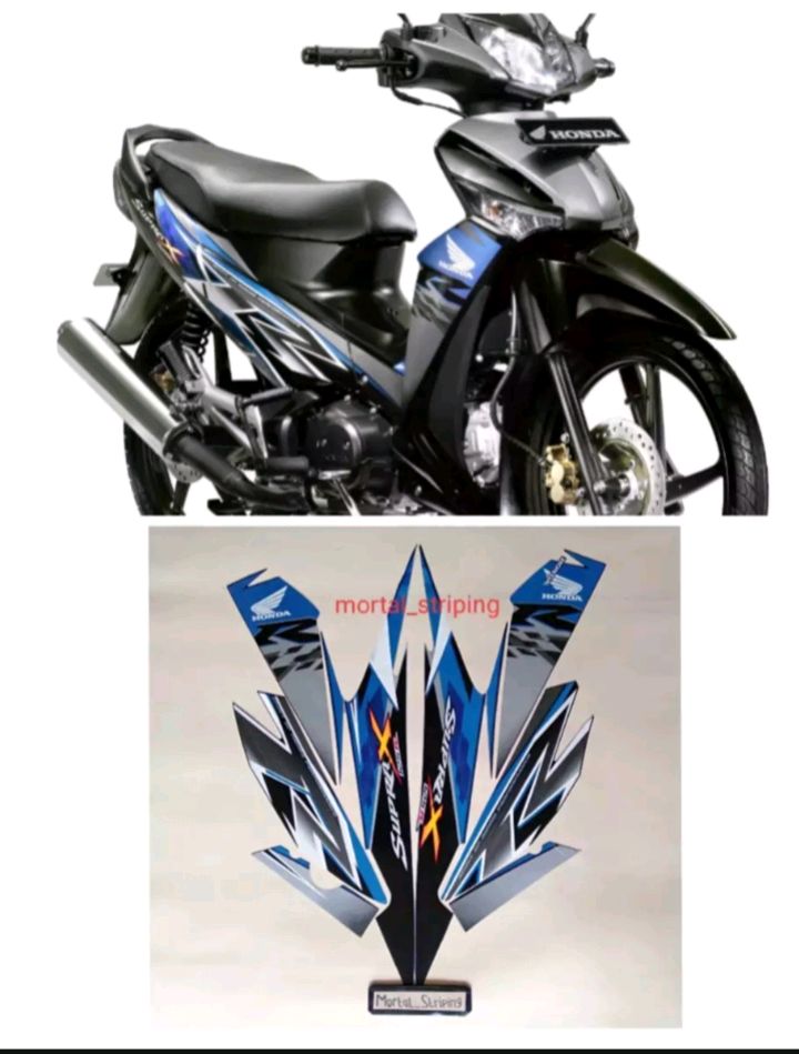 STIKER STRIPING LIS BODI MOTOR SUPRA X 125 2010 2011 BIRU STANDAR ...