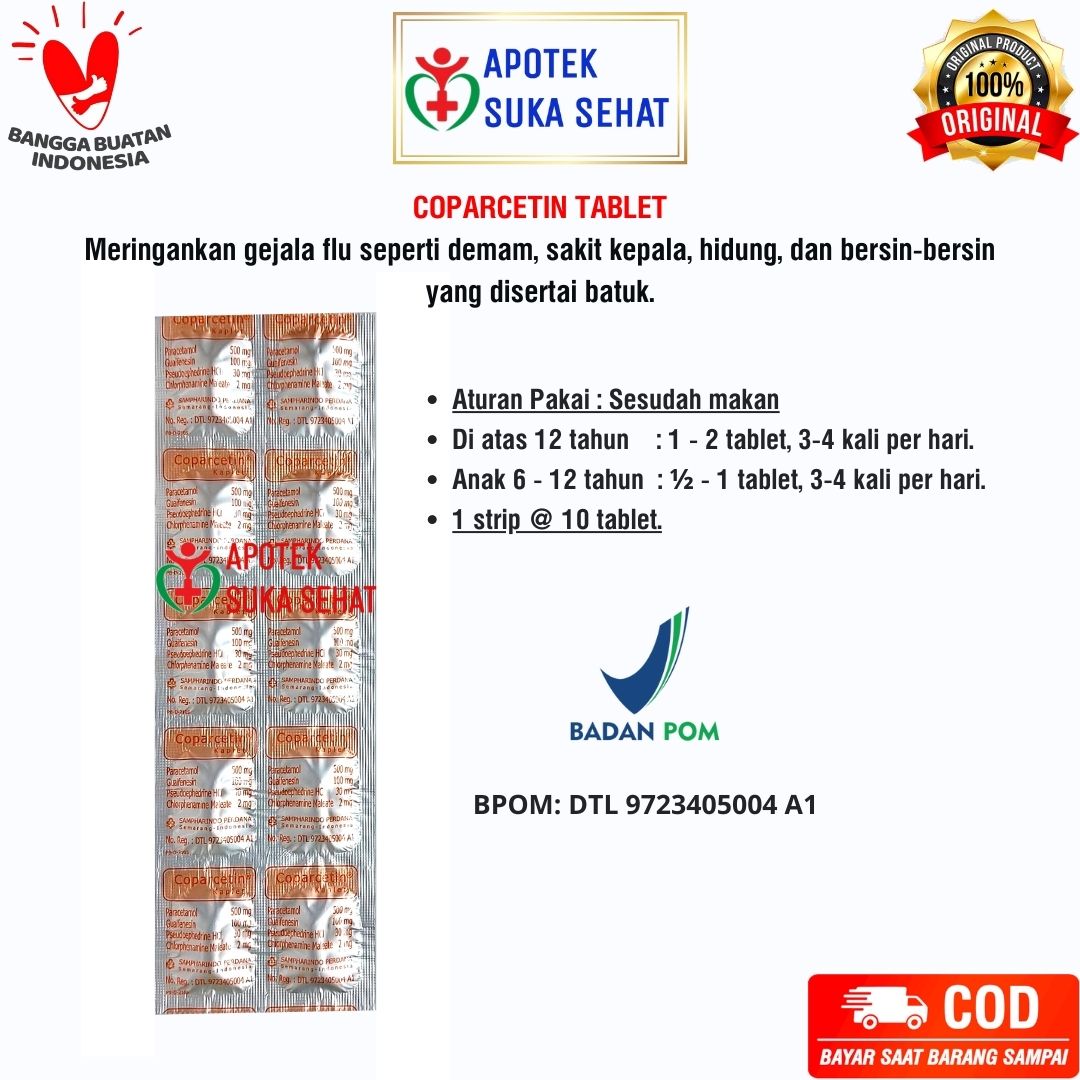 COPARCETIN TABLET OBAT BATUK PILEK DEMAM ( 1 STRIP ISI 10 TABLET ...
