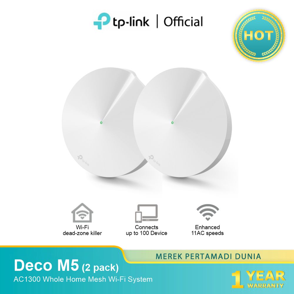 TP-LINK DECO M5 (2 Pack) AC1300 Whole Home Mesh WiFi System Dual Band ...