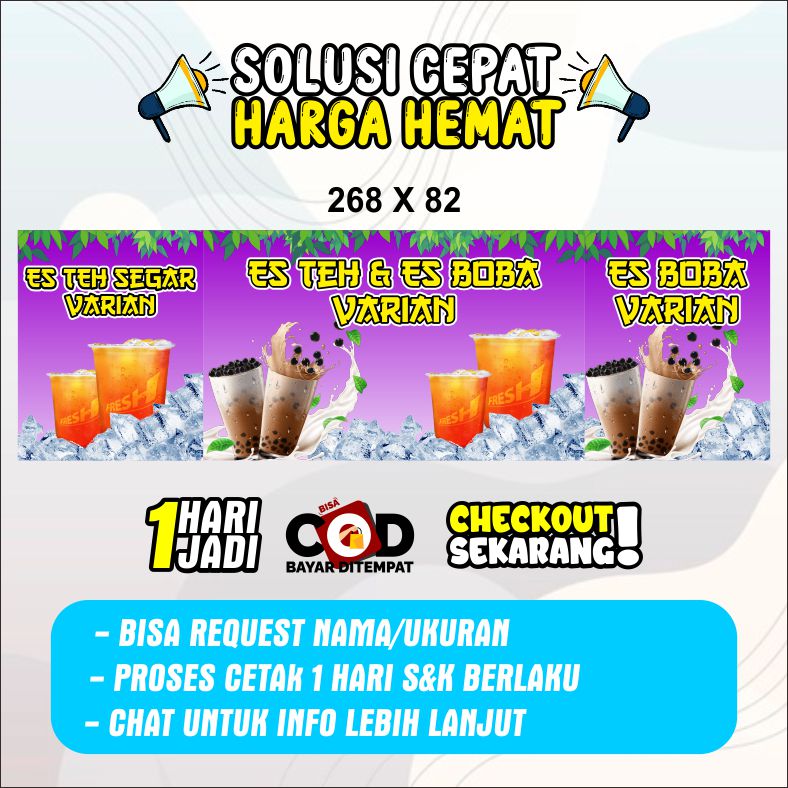 Spanduk/Banner Meja Boba & Es Teh Custom | Lazada Indonesia
