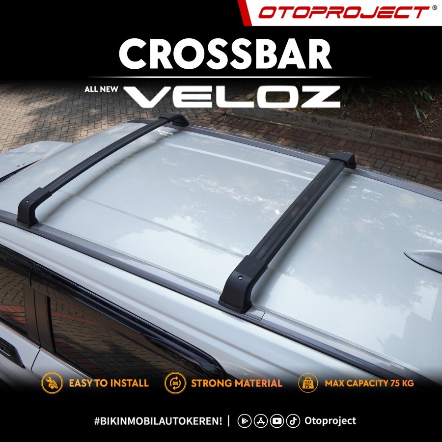 Crossbar Cross Bar Kaki Rack Jepit Roof Rail Mobil All New Veloz 2022 ...