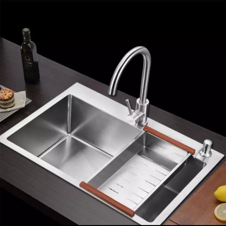 kitchen sink 1 lubang 7545 komplit kran flexibel stainless/bak cuci ...