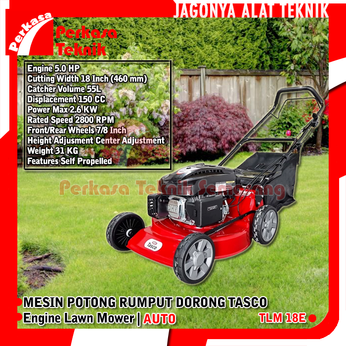 TASCO TLM18E AUTO MESIN POTONG RUMPUT DORONG ENGINE LAWN MOWER TLM 18E ...