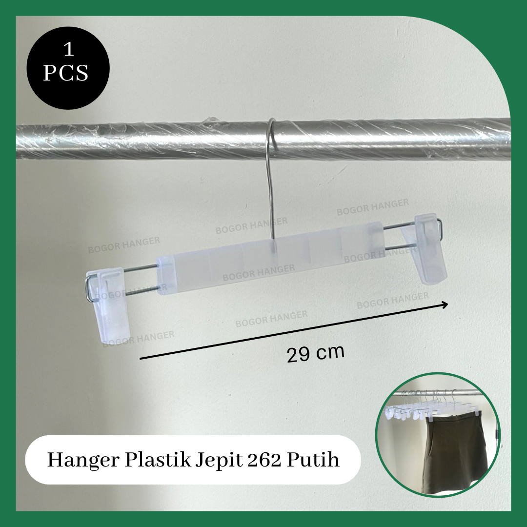 (PER 1 PCS) Hanger Jepit Celana Rok 262 Besi Plastik Warna Putih ...