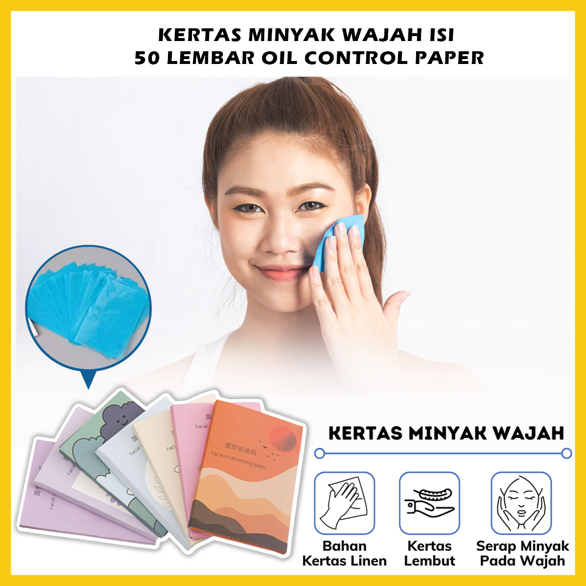 Kertas Minyak Wajah (Isi 50 Lembar) Facial Oil Control Paper Travel 50 ...