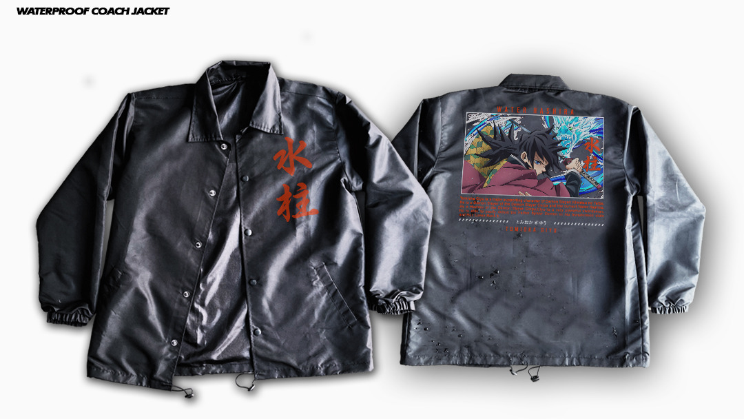Coach Jacket Giyu The Water Hashira Anime Demon Slayer Kimetsu No Yaiba ...