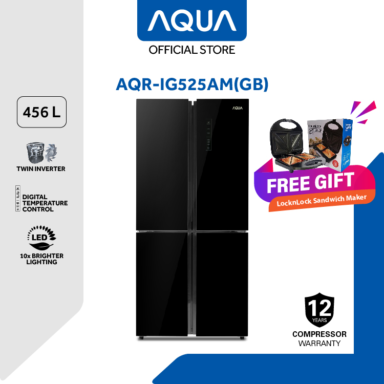 AQUA Kulkas 4 Pintu 456 L - Smart Display - Dry Zone - Wet & Dry ...
