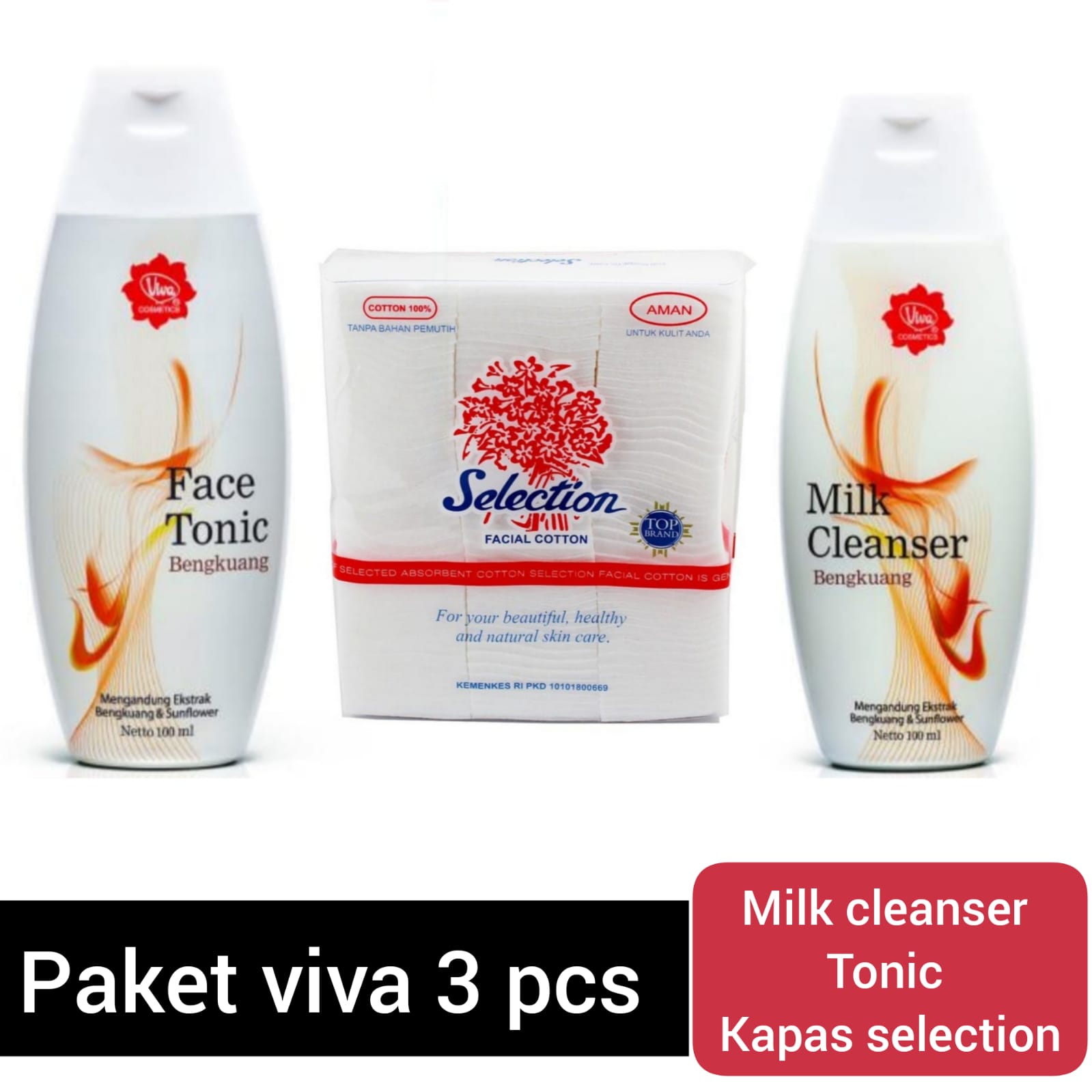 (Paket) Viva Bengkoang MCL & Tonic 100ml + Kapas Selection 35gr ...