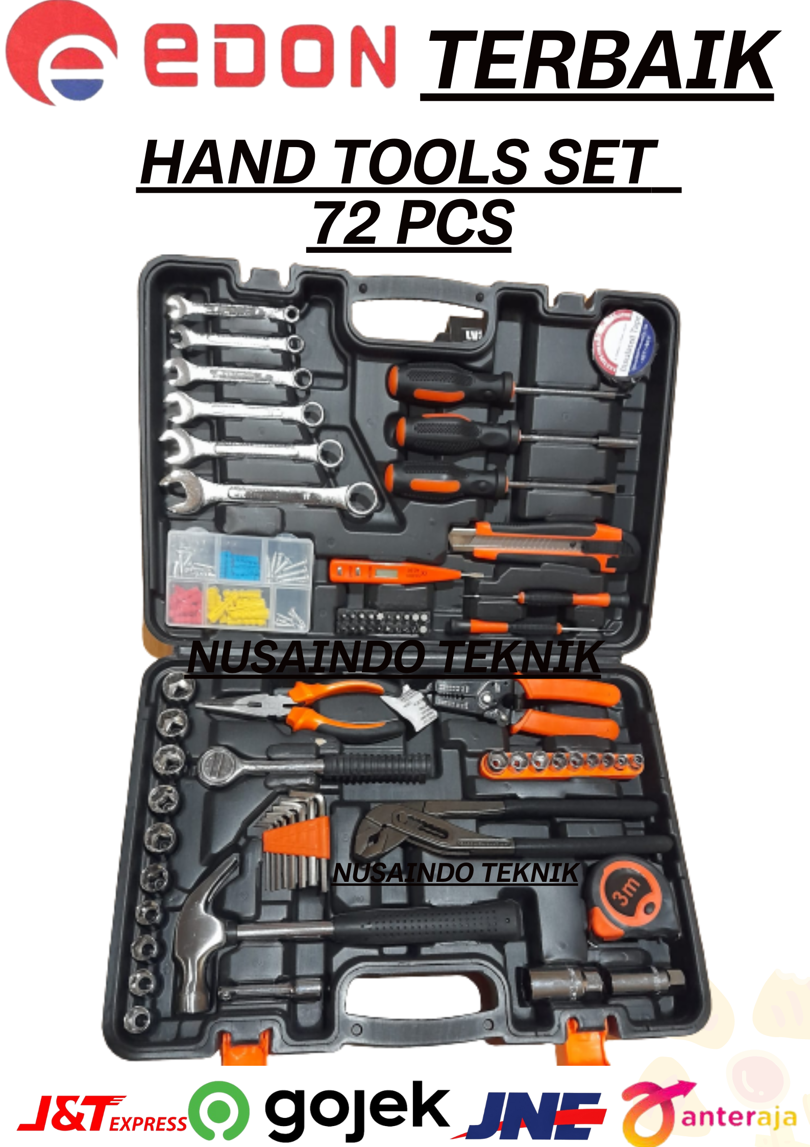 EDON Hand Toolset / Tool Kit Set / Toolkit 72 PCS Toolbox EDON FULL ...