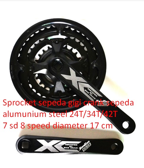 Sprocket sepeda gigi crank sepeda alumunium steel 24T/34T/42T 7 sd 8 ...