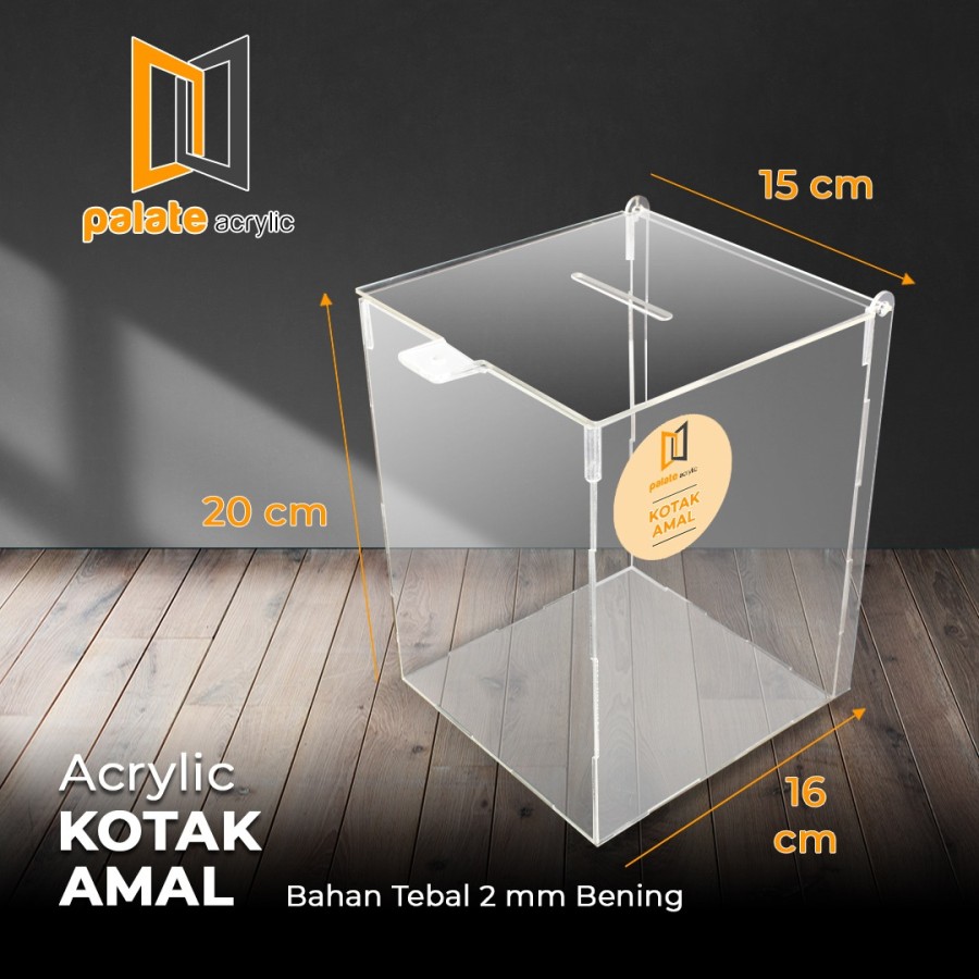 Kotak Amal Akrilik Bening / Akrilik Kotak Saran / Box Undian Akrilik ...