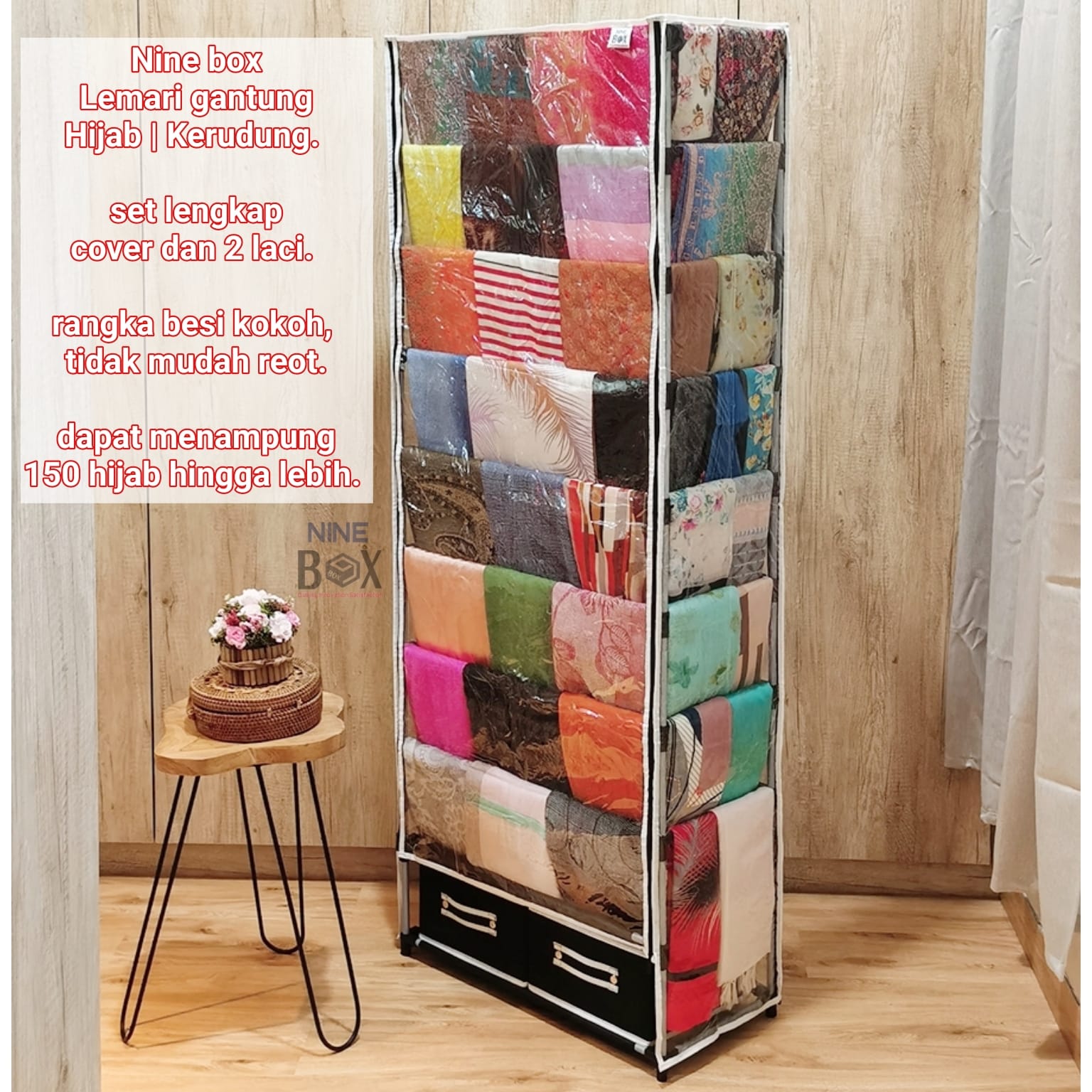 NINE BOX RAK JILBAB / RAK HIJAB / RAK KERUDUNG / RAK JILBAB GANTUNG ...