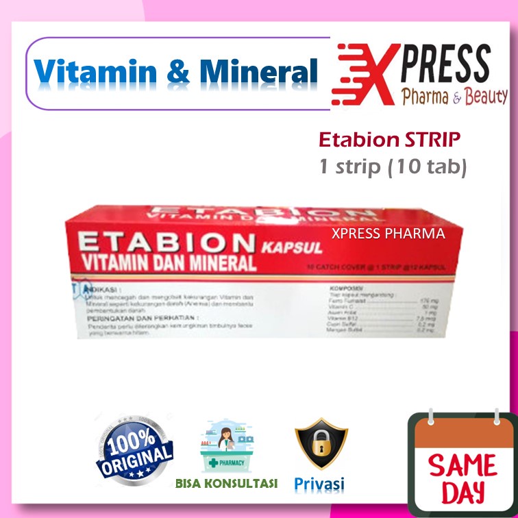 ⚡XPRESS⚡ Etabion STRIP isi 10 Kapsul Multivitamin Penambah Darah Anemia ...