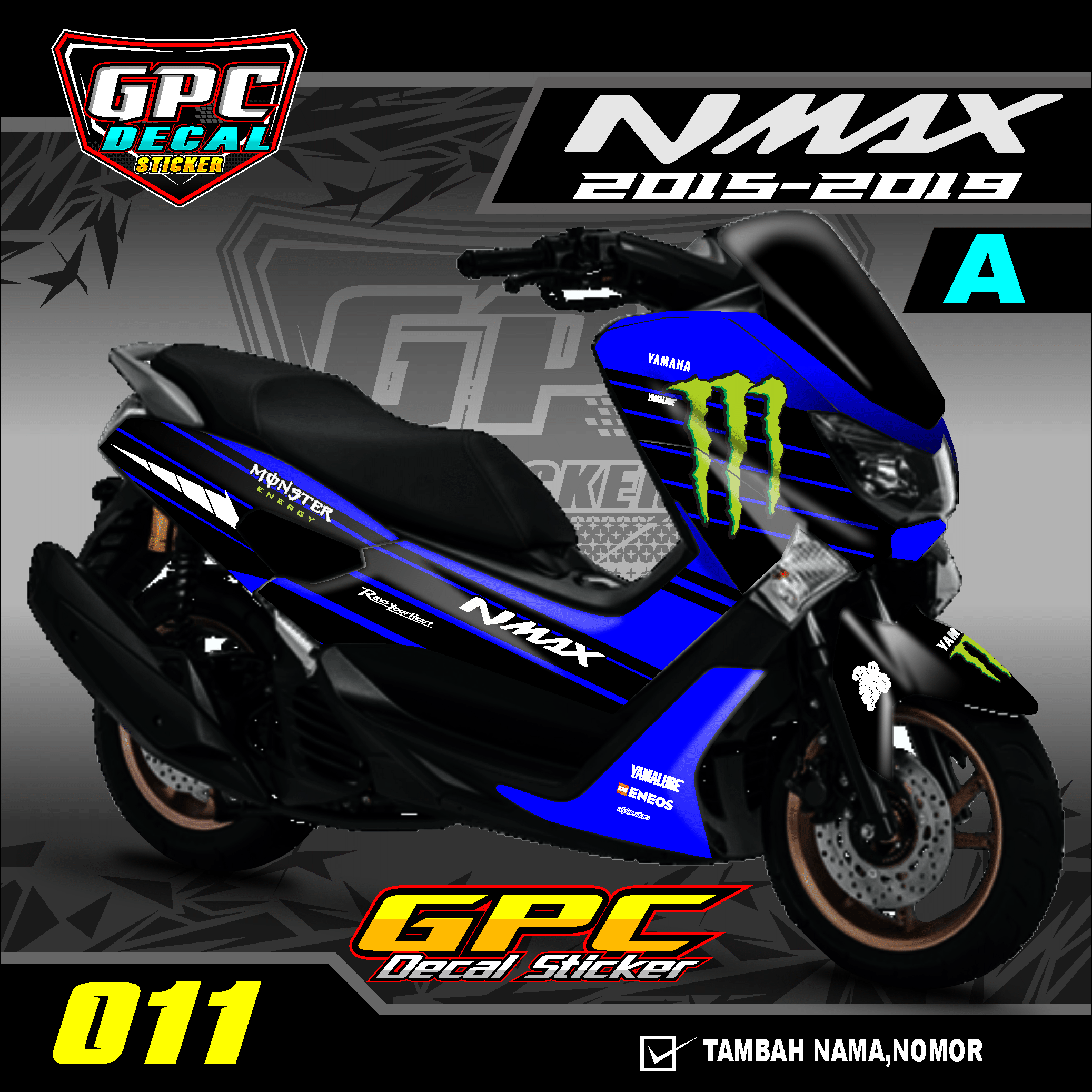 Decal Sticker Yamaha Nmax 155 Fullbody-decal nmax Monster Energy-011 ...