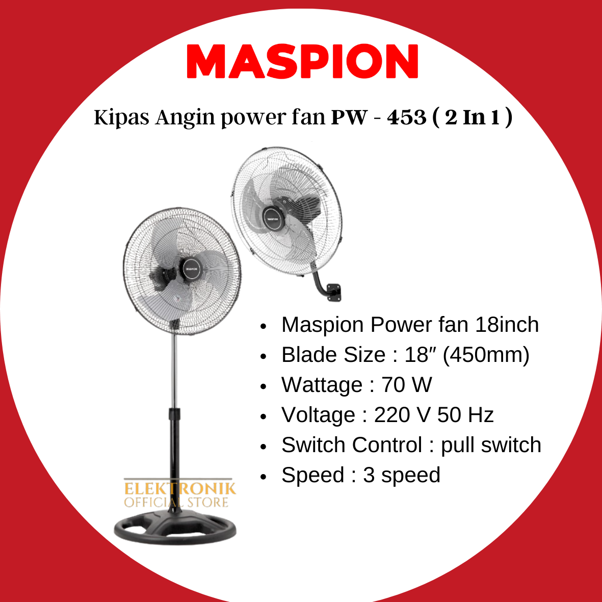 MASPION KIPAS ANGIN POWER FAN PW 453 18inch | Lazada Indonesia