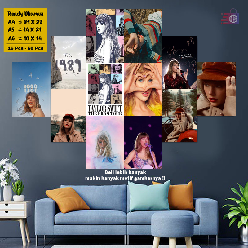 Poster Dinding Kamar Gambar Taylor swift Ukuran A6 A5 A4 - Poster ...