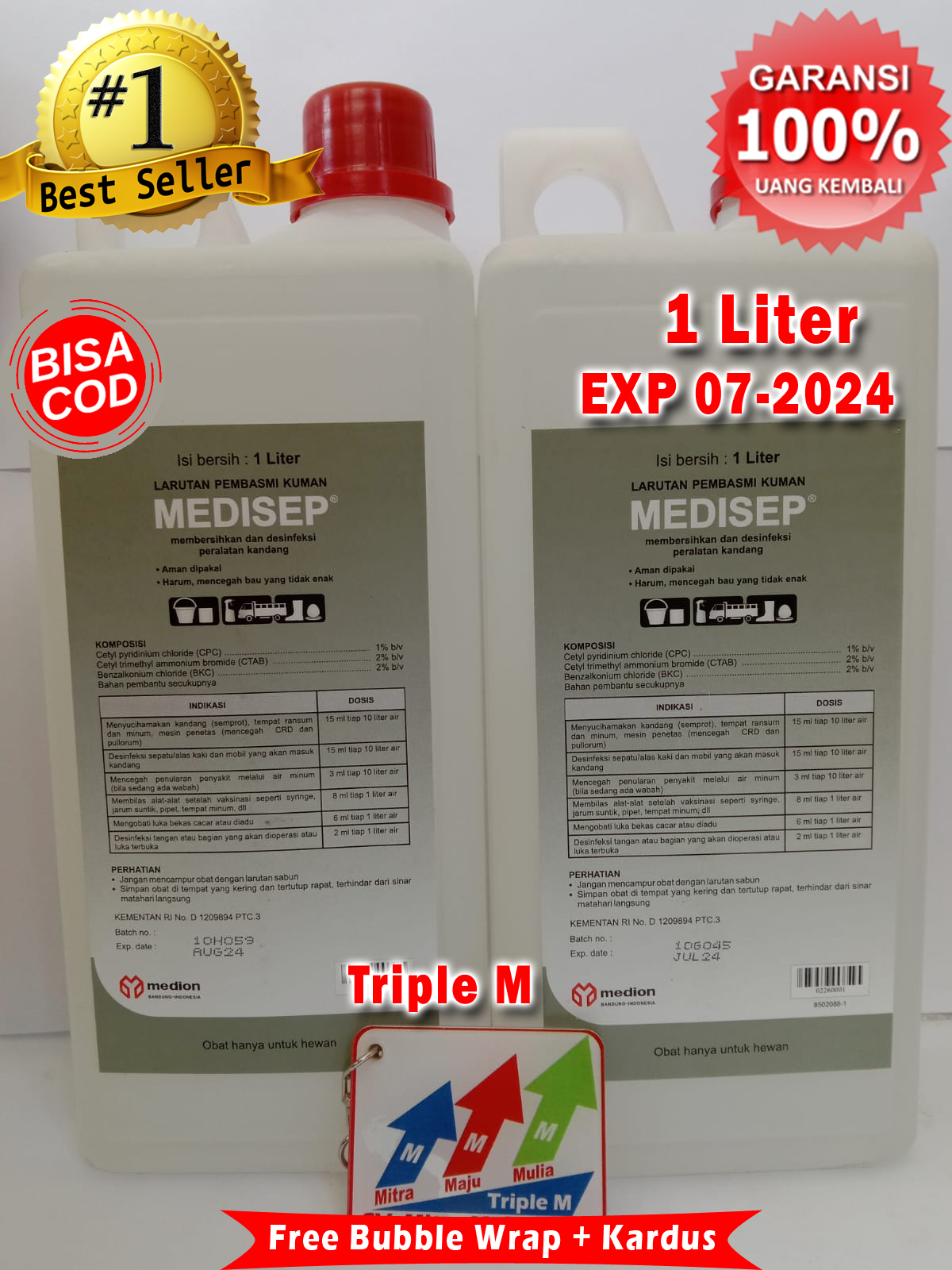 MEDISEP 1 Liter MEDISEP 1 L TRIPLE M - Antiseptik Desinfektan Kuman Bakteri Virus Jamur Aman ...