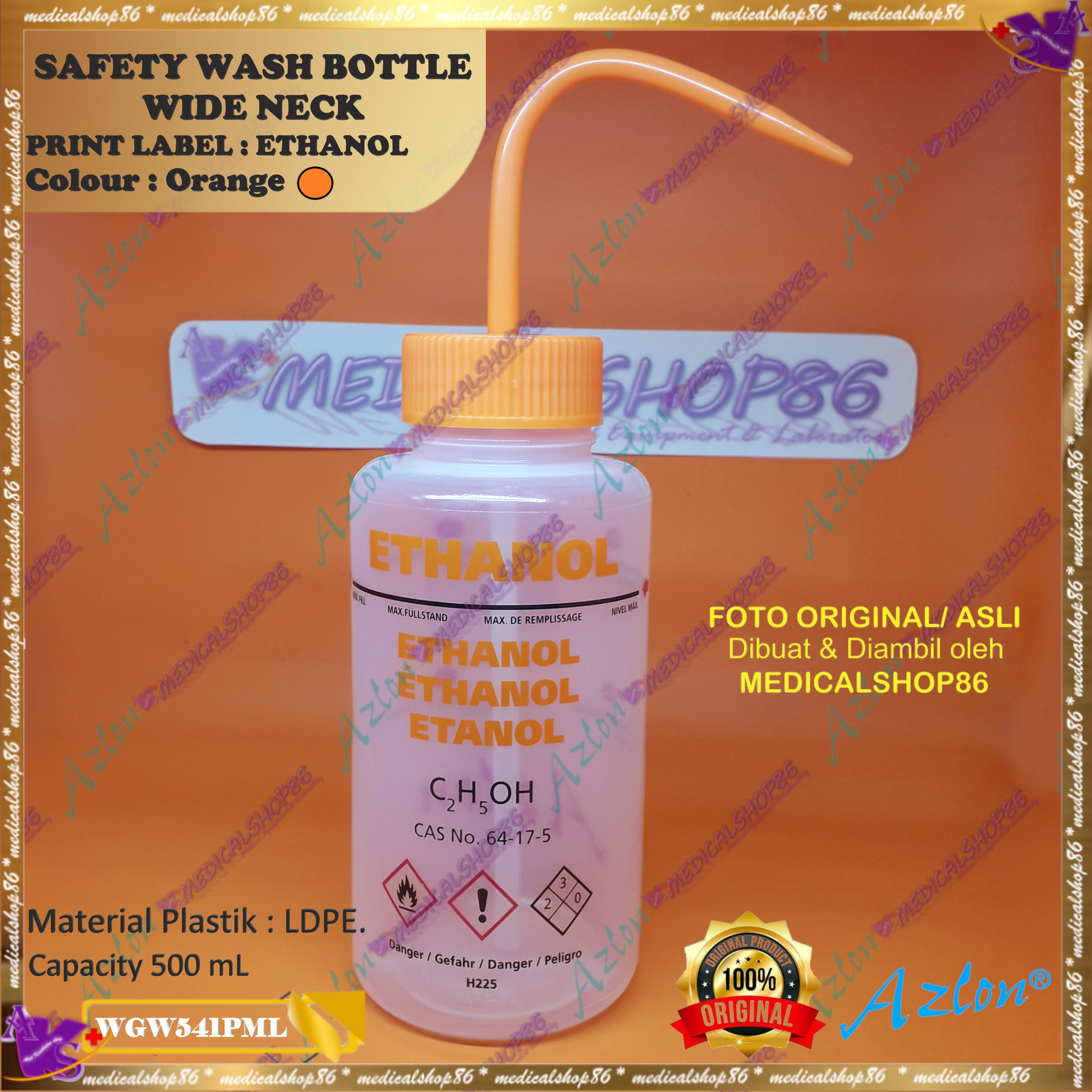 WASH BOTTLE WIDE NECK 500mL, LDPE, Multi-lingual. AZLON | Lazada Indonesia