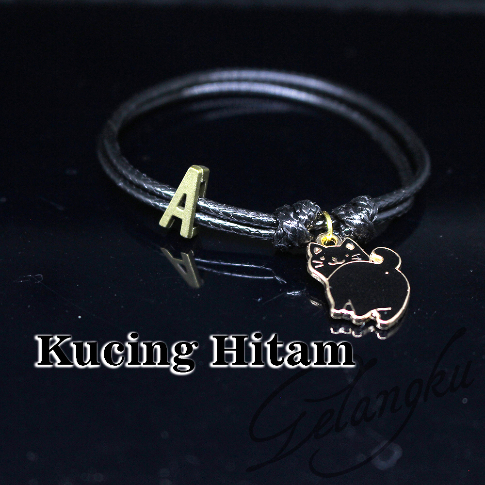Gelang Inisial Huruf Bandul KUCING HITAM GH66 | Lazada Indonesia