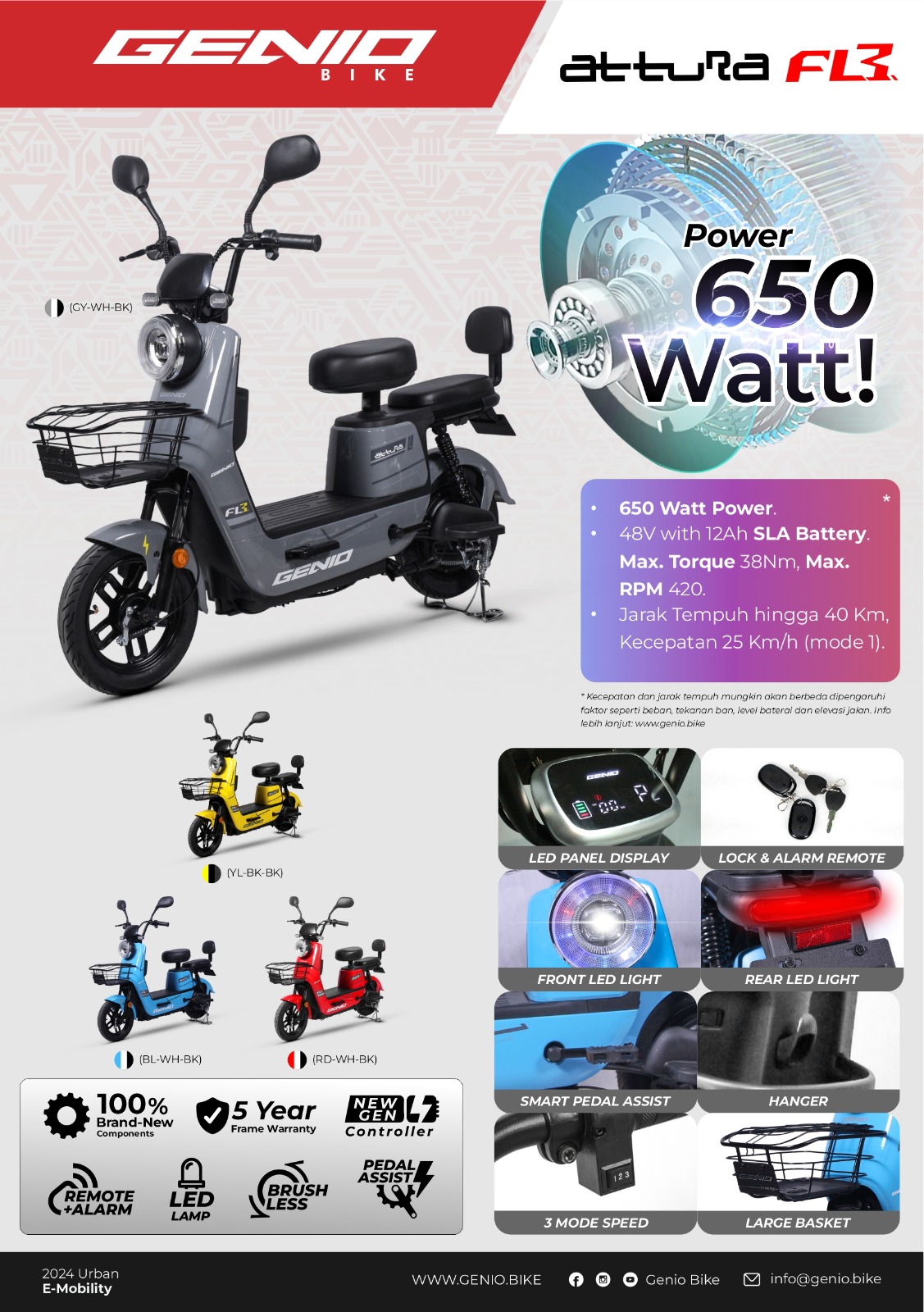 Sepeda Listrik United Bike Genio Attura FL3 | Lazada Indonesia