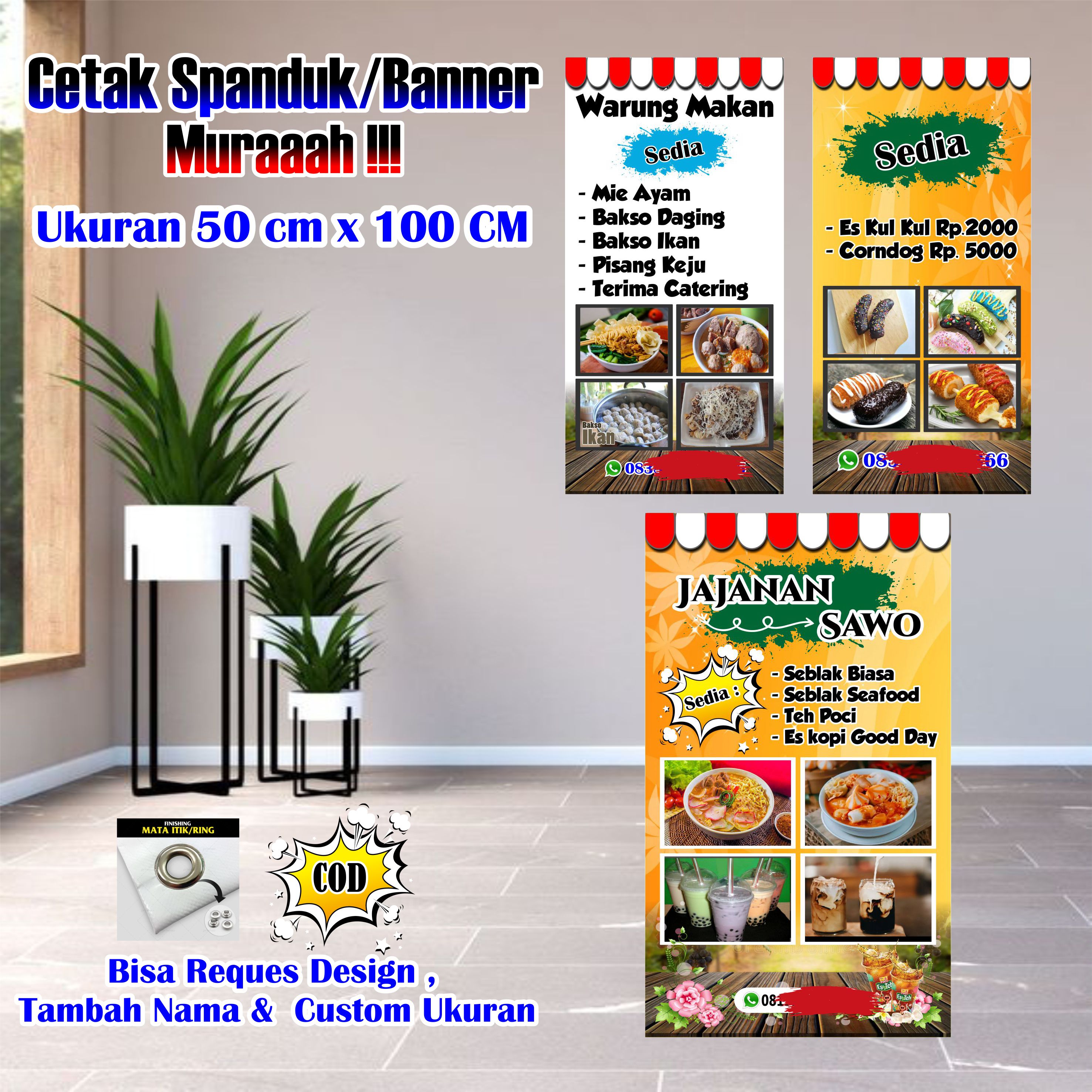 Spanduk Banner Warung Nasi Ukuran 50 cm x 100 cm | Lazada Indonesia
