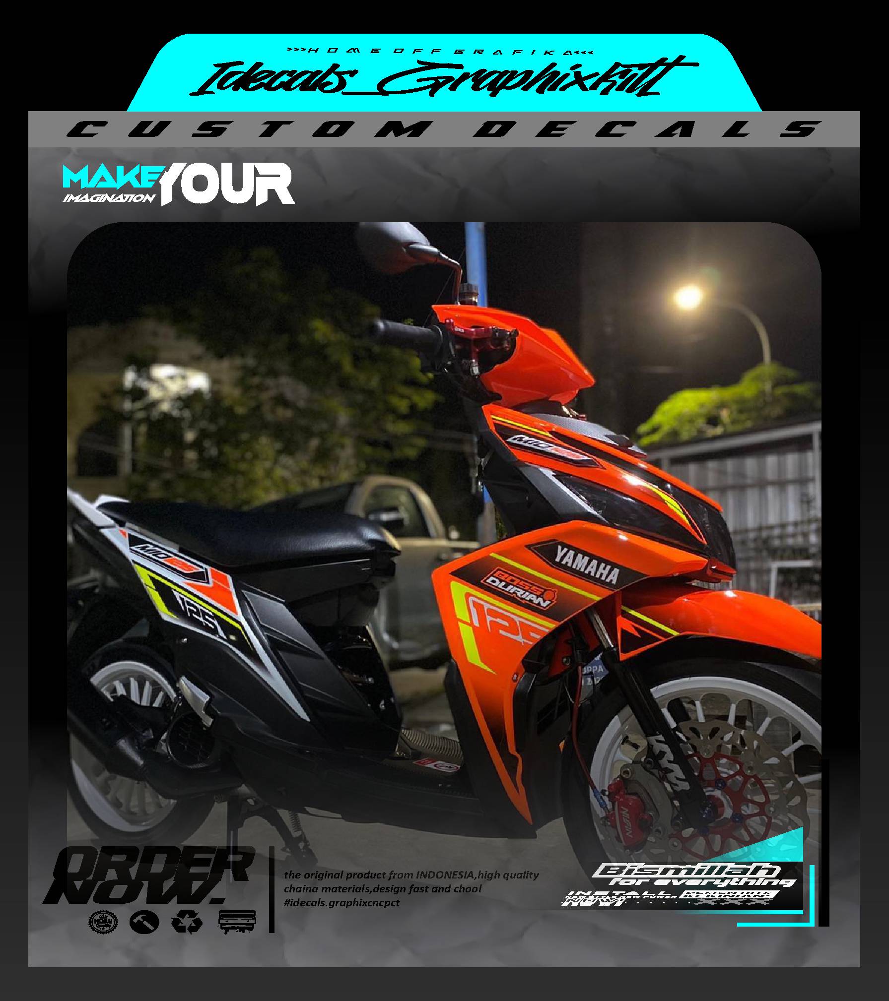 00308 sticker decals fullbody yamaha mio m3 tema garis racing warna ...