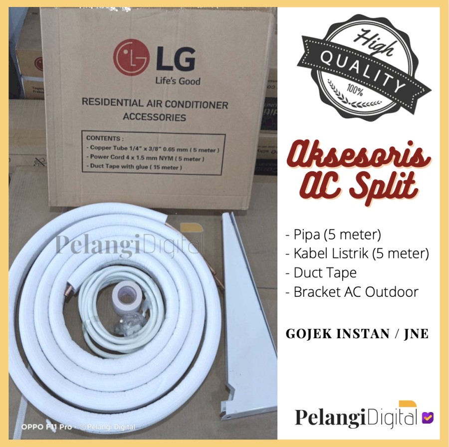 Aksesoris AC Split 2 PK-Bracket, Pipa 5m, Kabel Listrik 5m, Duct Tape ...