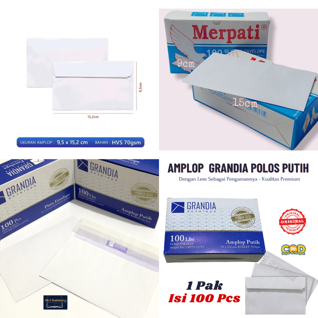 Amplop Putih Grandia 104 Polos Kecil Lem 1 kotak 100 pcs | Lazada Indonesia