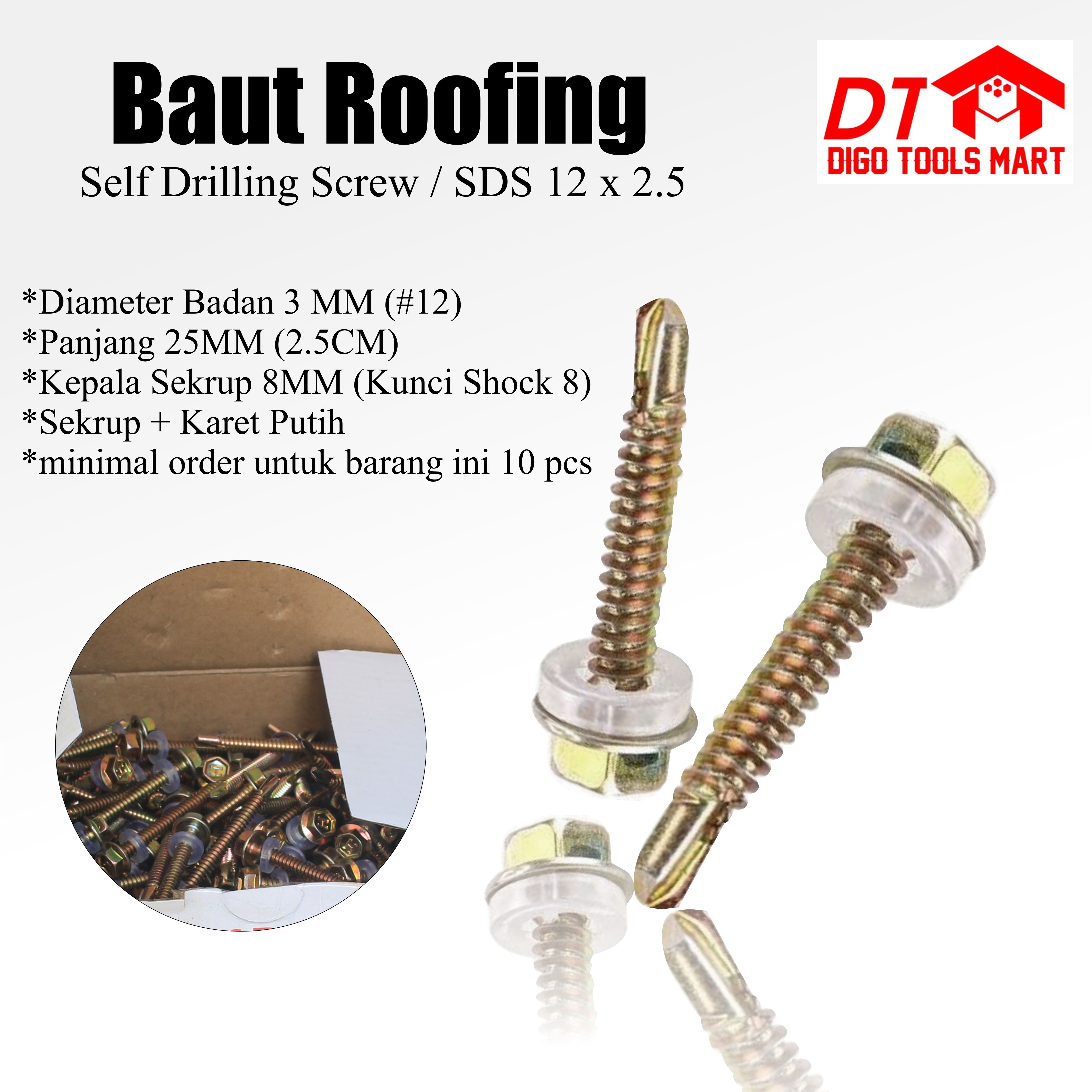 Baut Ruping Screw Roofing Baut Baja Ringan 12x25 | Lazada Indonesia