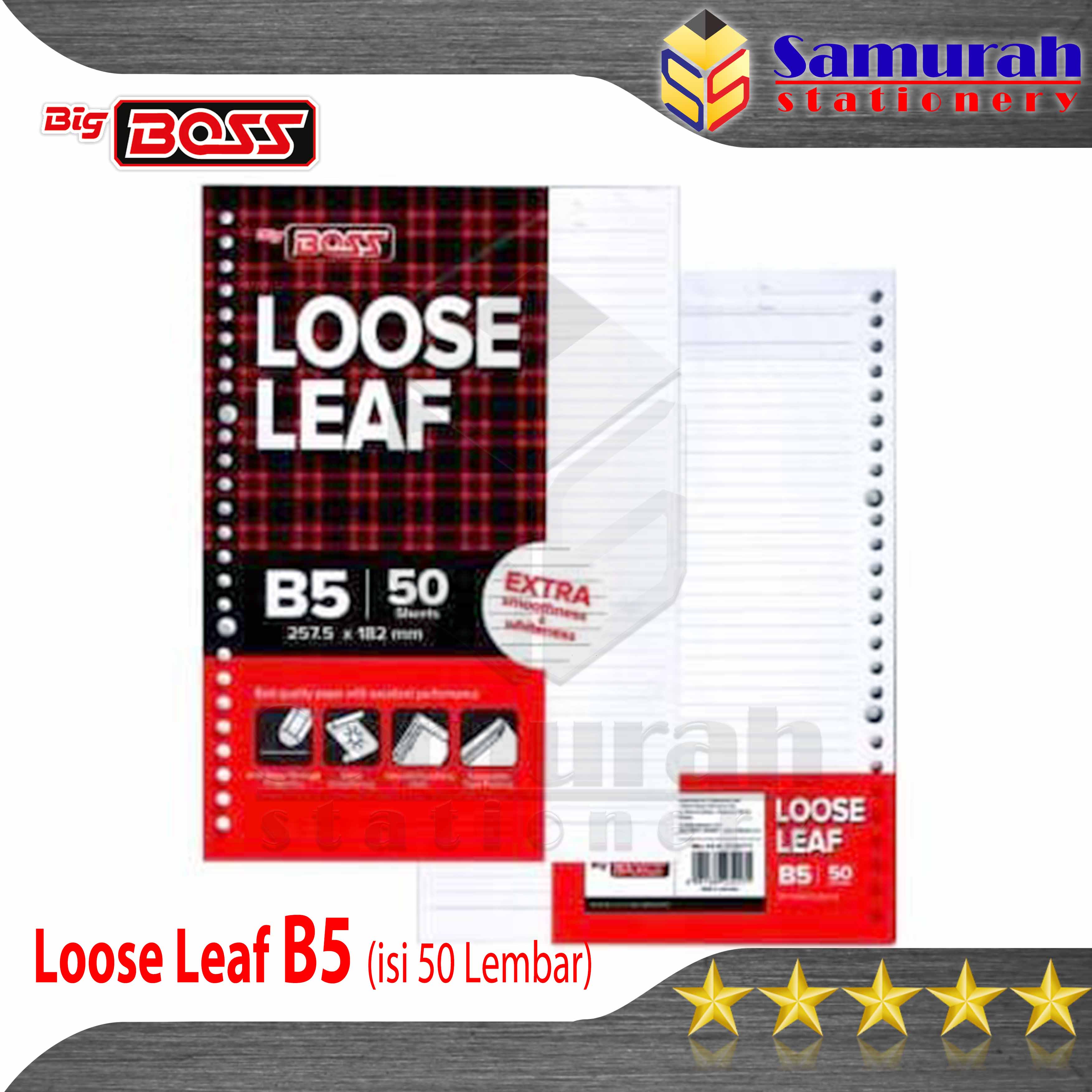 Loose Leaf B5 50 Big Boss Besar Bergaris / Kertas isi Binder File Ukuran B5 isi 50 Lembar Garis ...