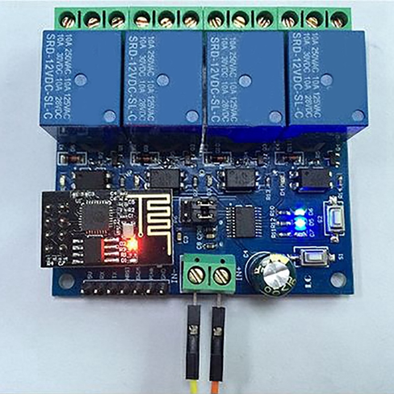 ESP8266 DC 12V 4 Channel Relay Board ESP-01 WIFI Module for Smart Home ...