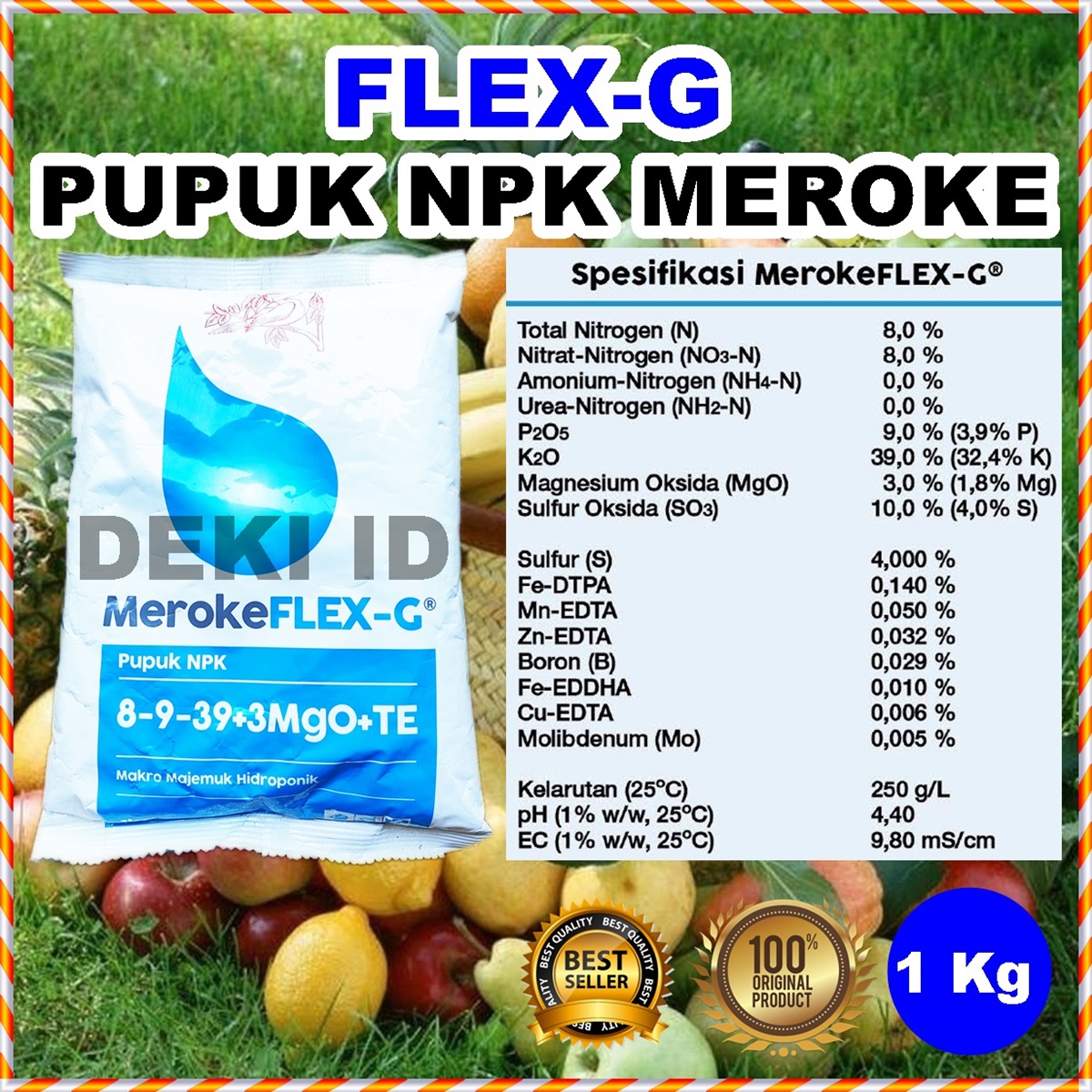 Meroke Flex G 1 kg Kemasan Pabrik Pupuk NPK Makro Mikro Watersolube Grade | Lazada Indonesia
