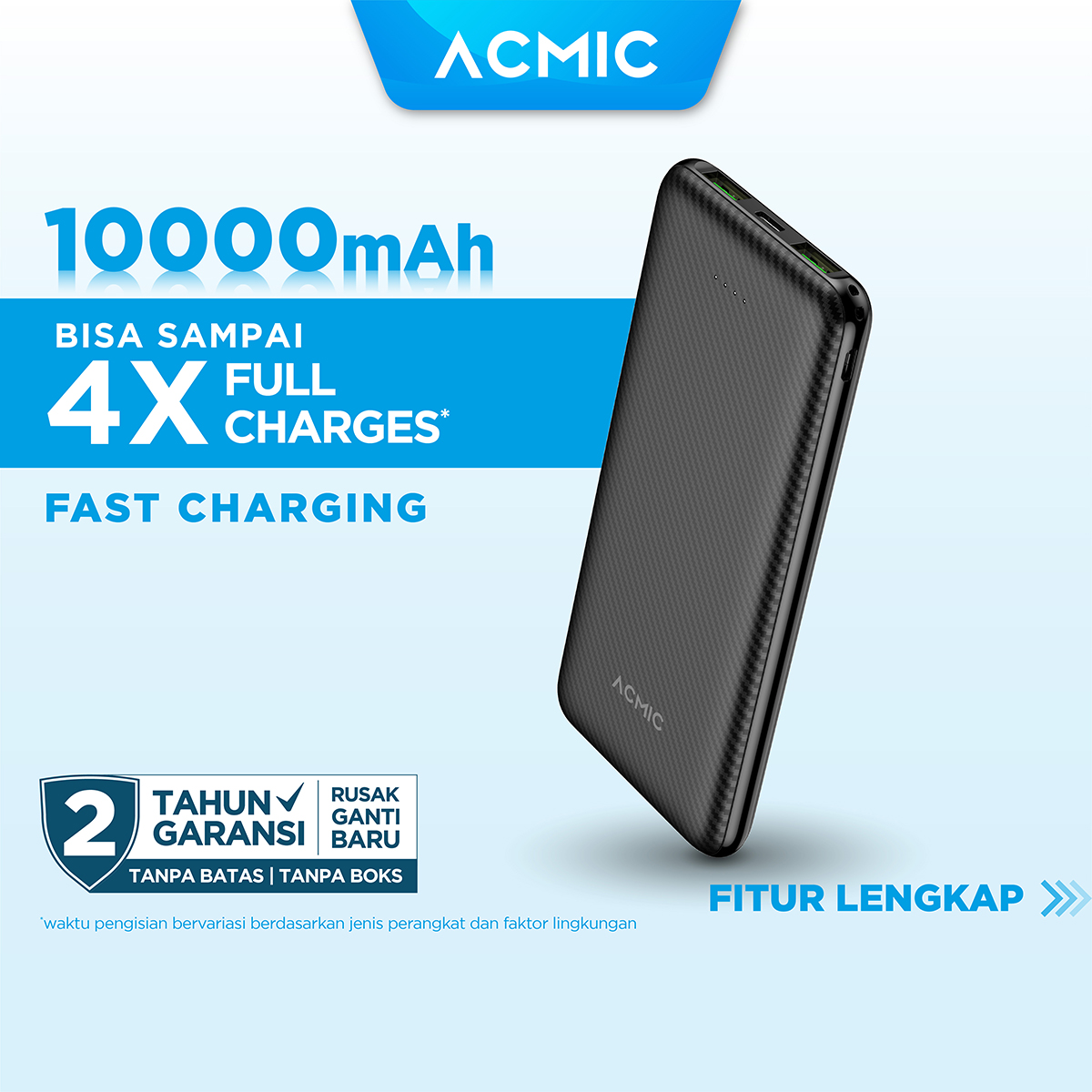 ACMIC C10PRO 10000mAh Powerbank Slim 22.5W Fast Charging Type C Lazada Indonesia