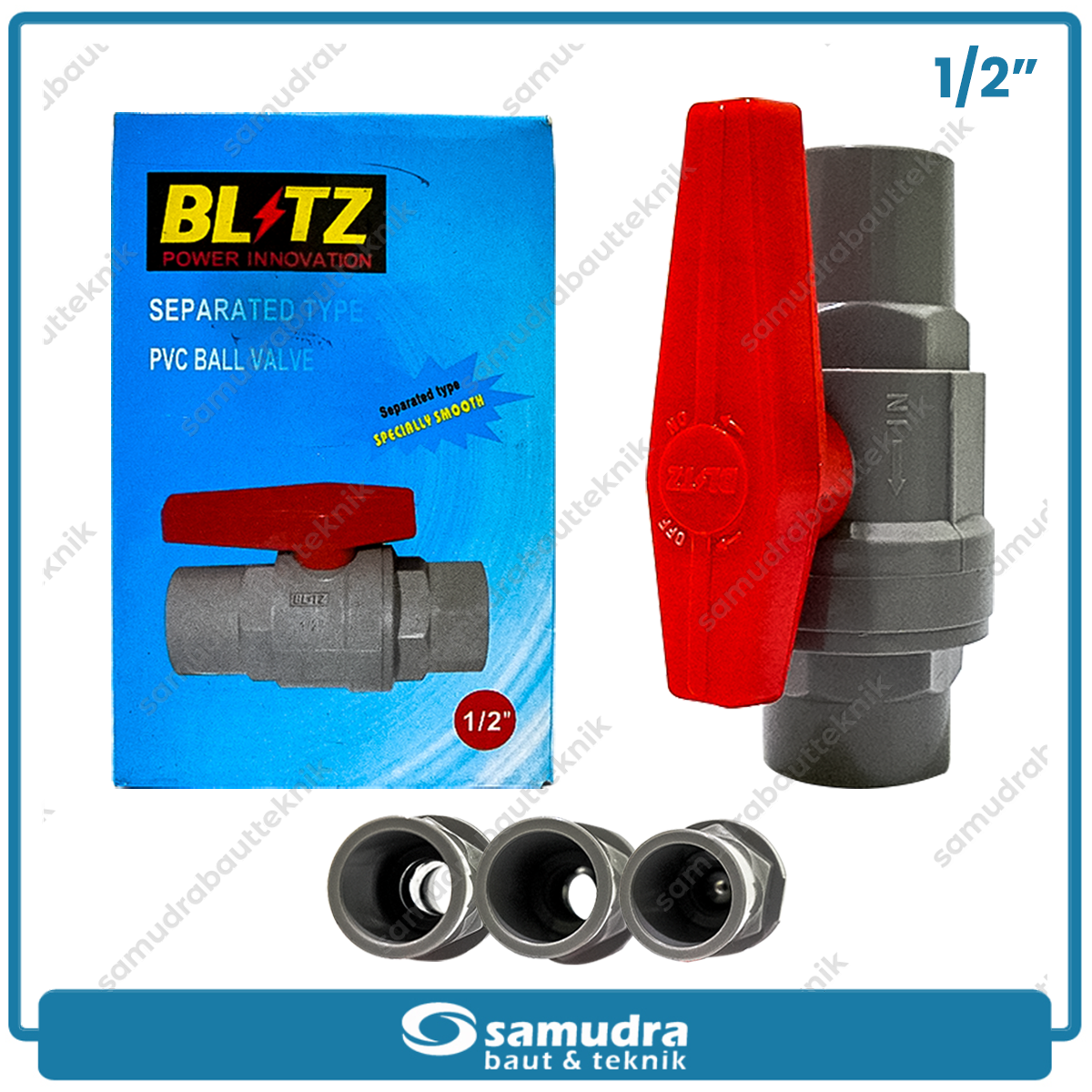 BLITZ Stop Kran PVC 1/2" Ball Valve Polos Plastik Pipa Air Sock Engkol ...