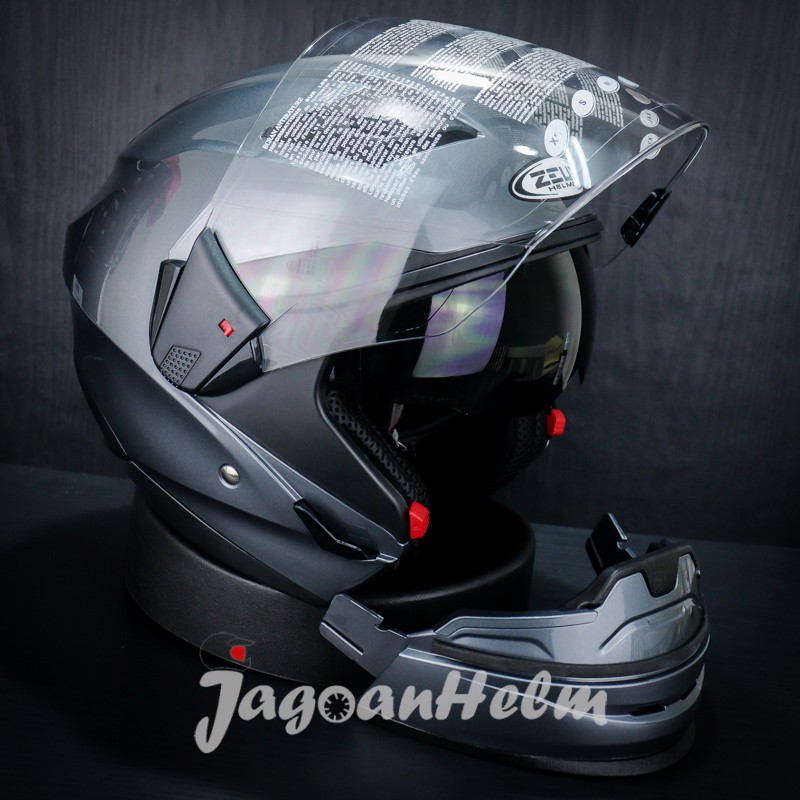 ZEUS HELM ZS611C | TITANIUM | SOLID GLOSSY ZS 611C DOUBLE VISOR ...