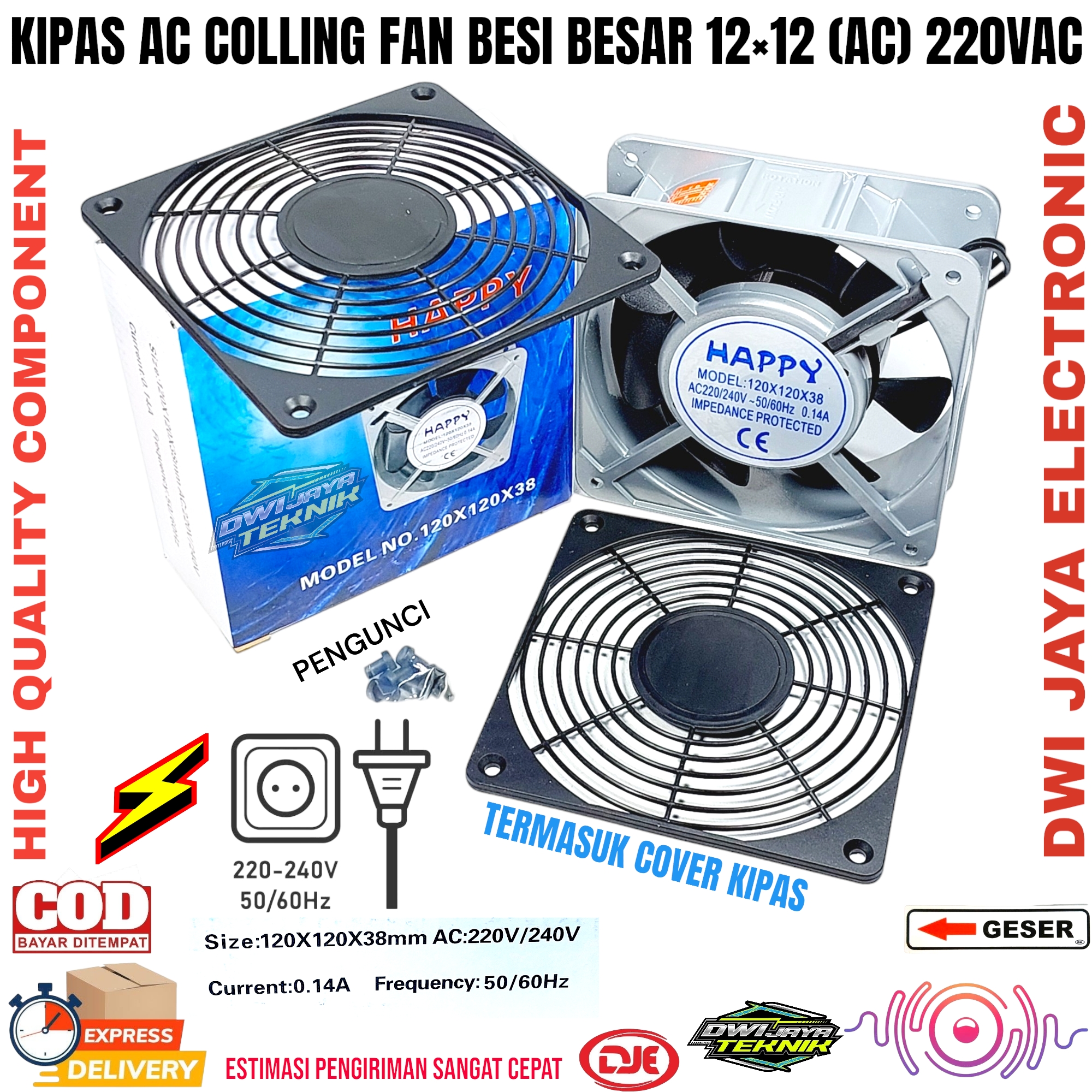 Kipas AC COOLING FAN Besi Besar 12X12cm AC 220V Terbaik | Lazada Indonesia