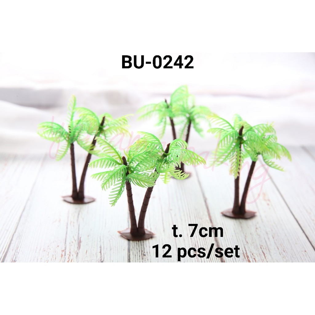 BU-0242 Topper hiasan kue tart cake pohon kelapa pantai taman plastik ...