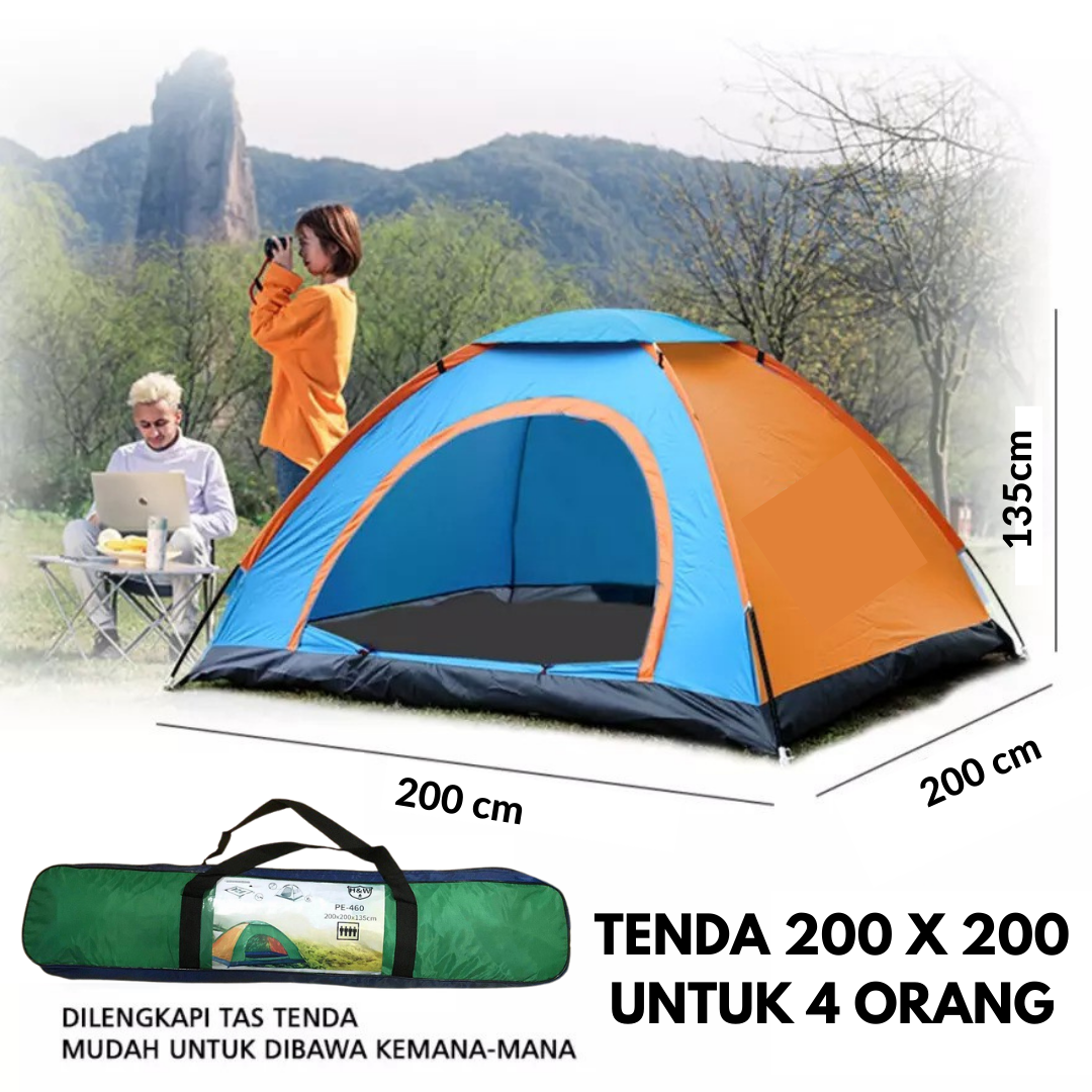 tenda camping dewasa 4 orang 200Cm X 200Cm Dewasa Tenda Camping Besar ...