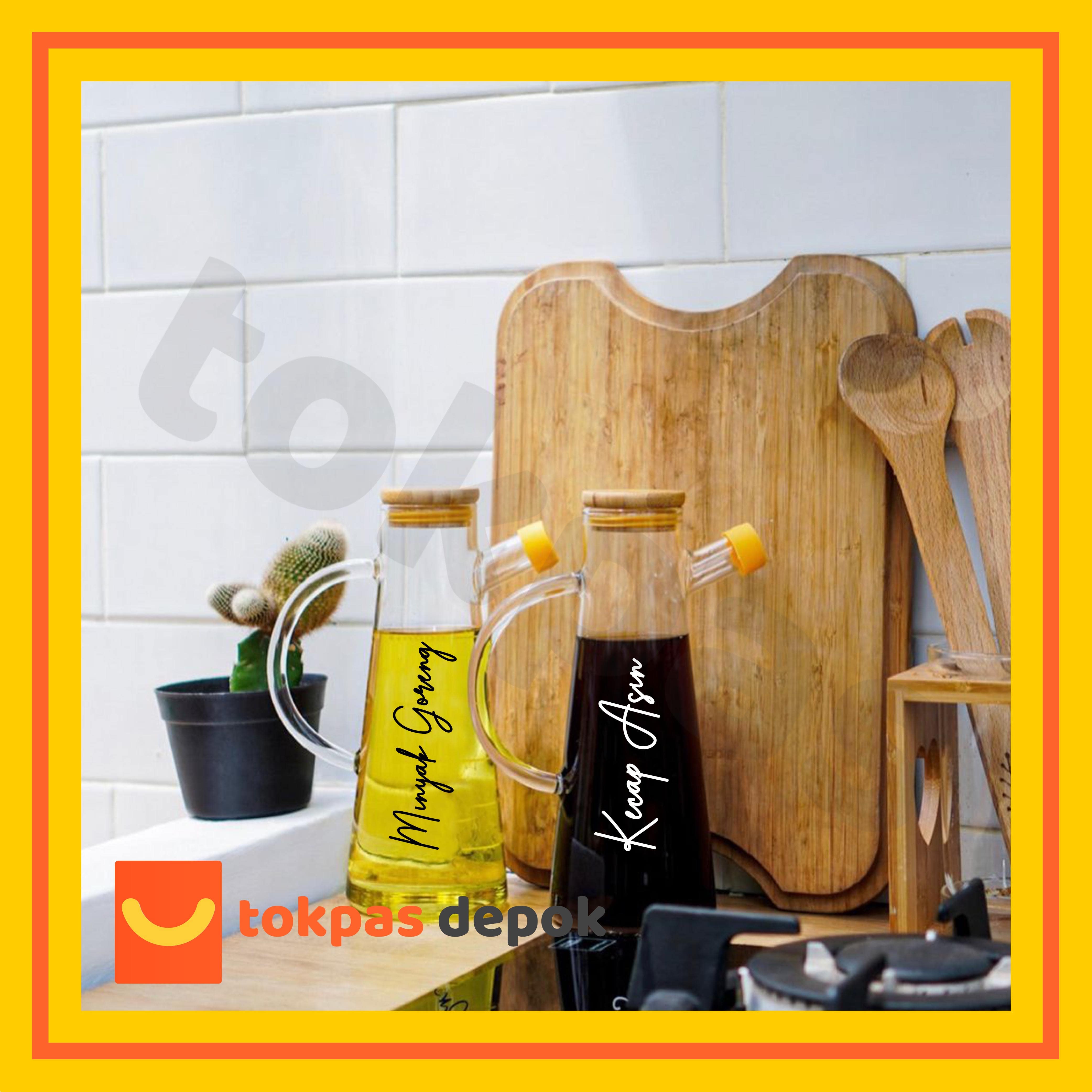 Botol Tempat Minyak Teko Teh Tutup Bambu / High Borosilicate Glass Jar ...