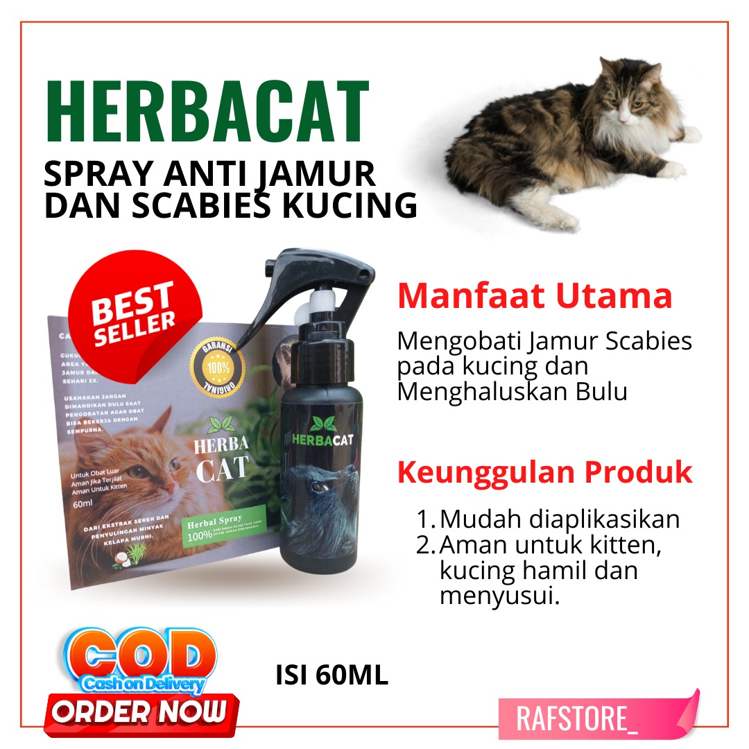 HERBACAT obat spray kucing untuk semua jenis luka jamur gatal gatal ...