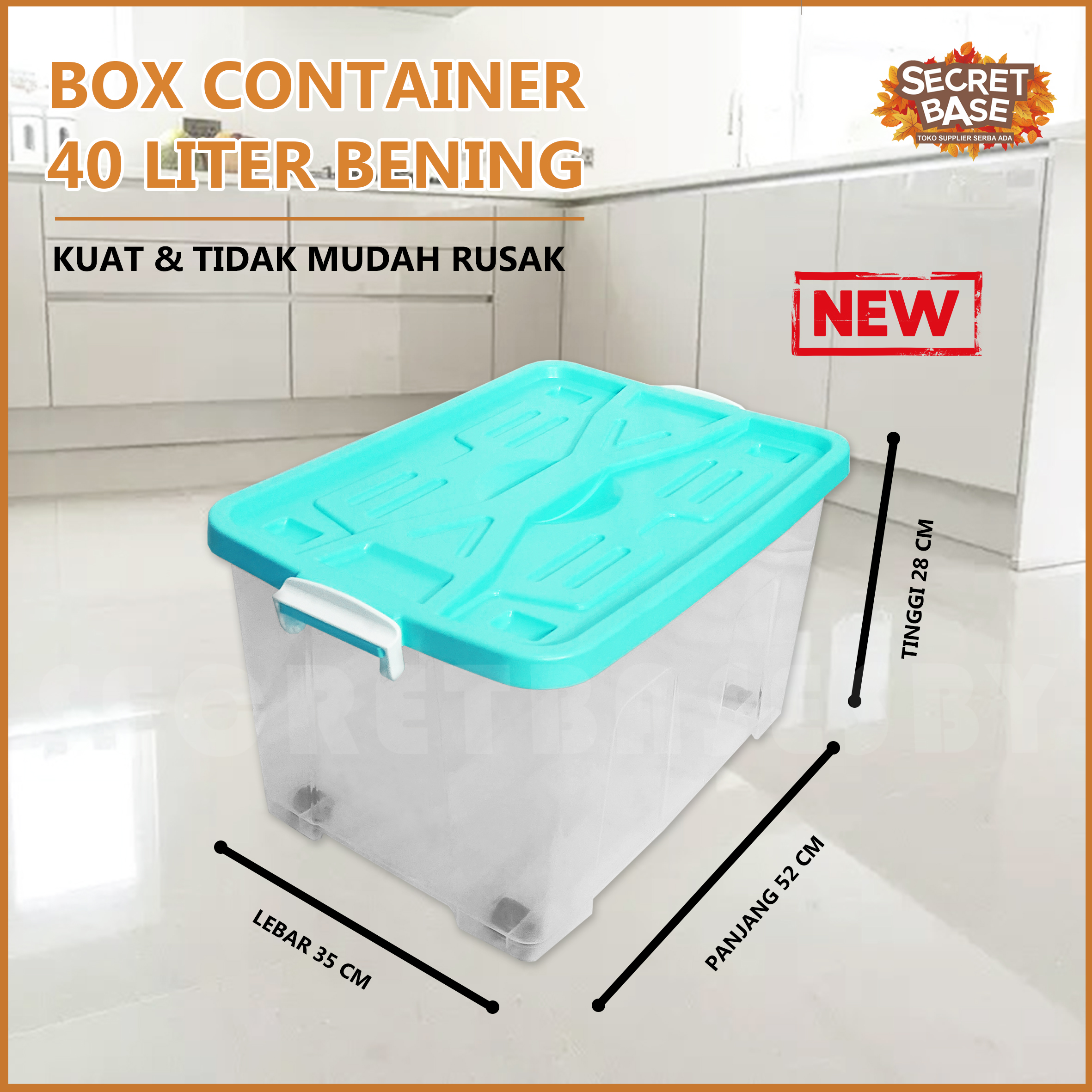 BOX CONTAINER 40 LITER + RODA - Kontainer Box Plastik / Container Box | Lazada Indonesia