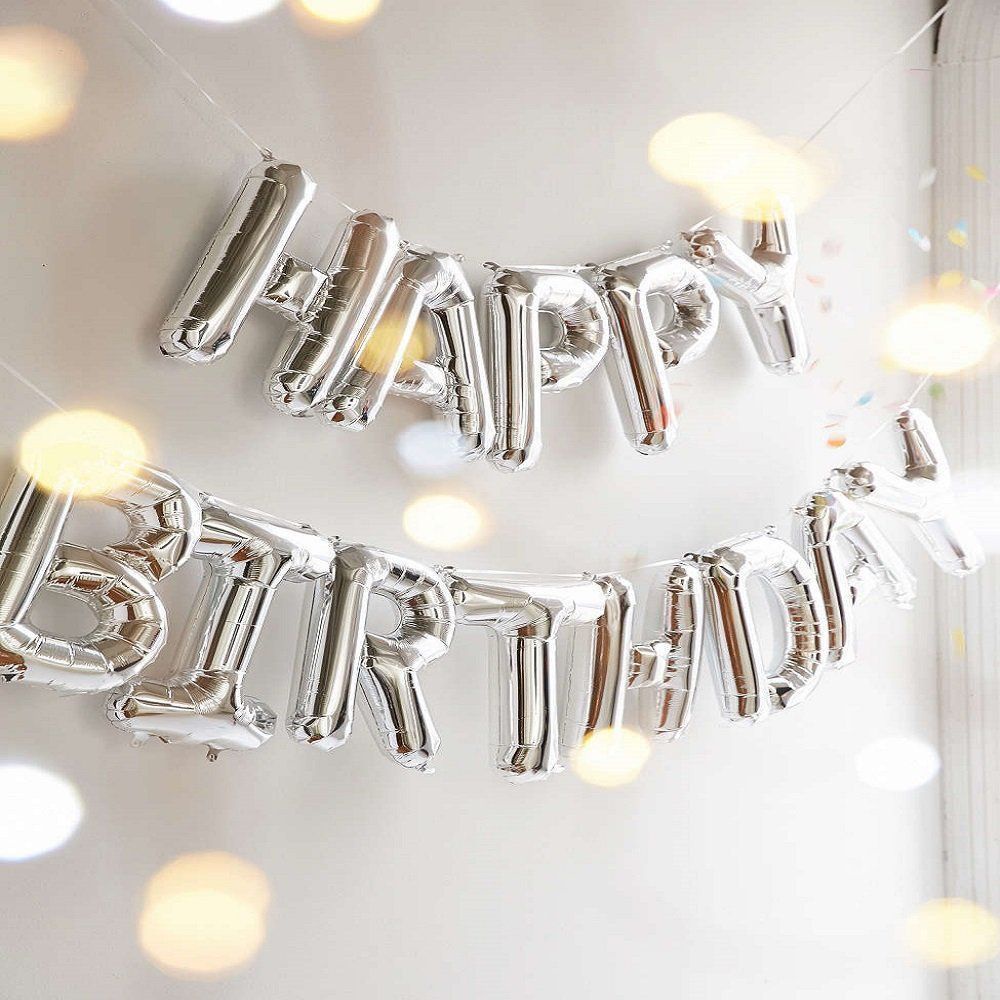 Surprice Balon Happy Birthday Silver Set / Balon Foil / Balon Birthday ...
