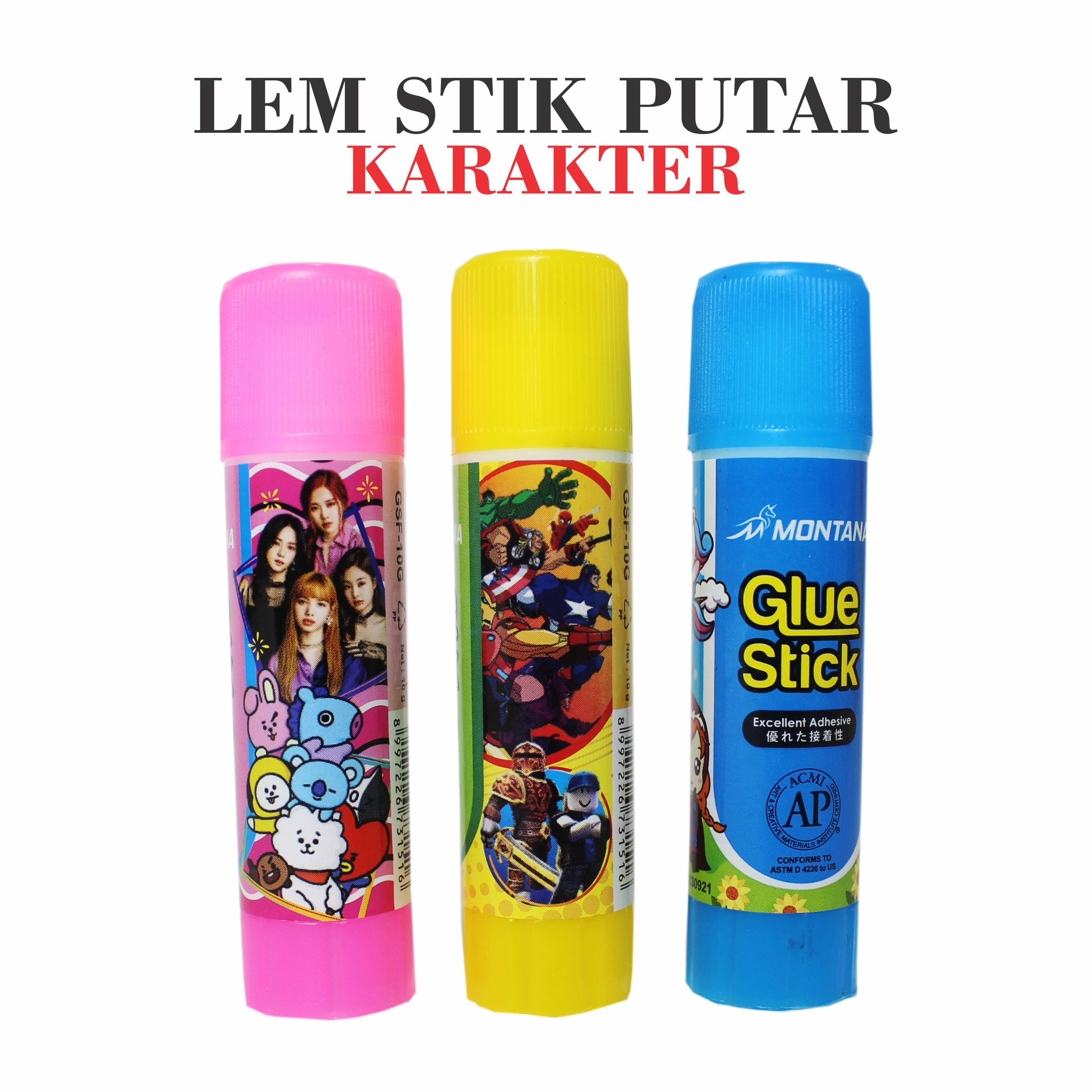 Lem Kertas Batangan Glue Stick Merk Montana Karakter Berwarna | Lazada ...