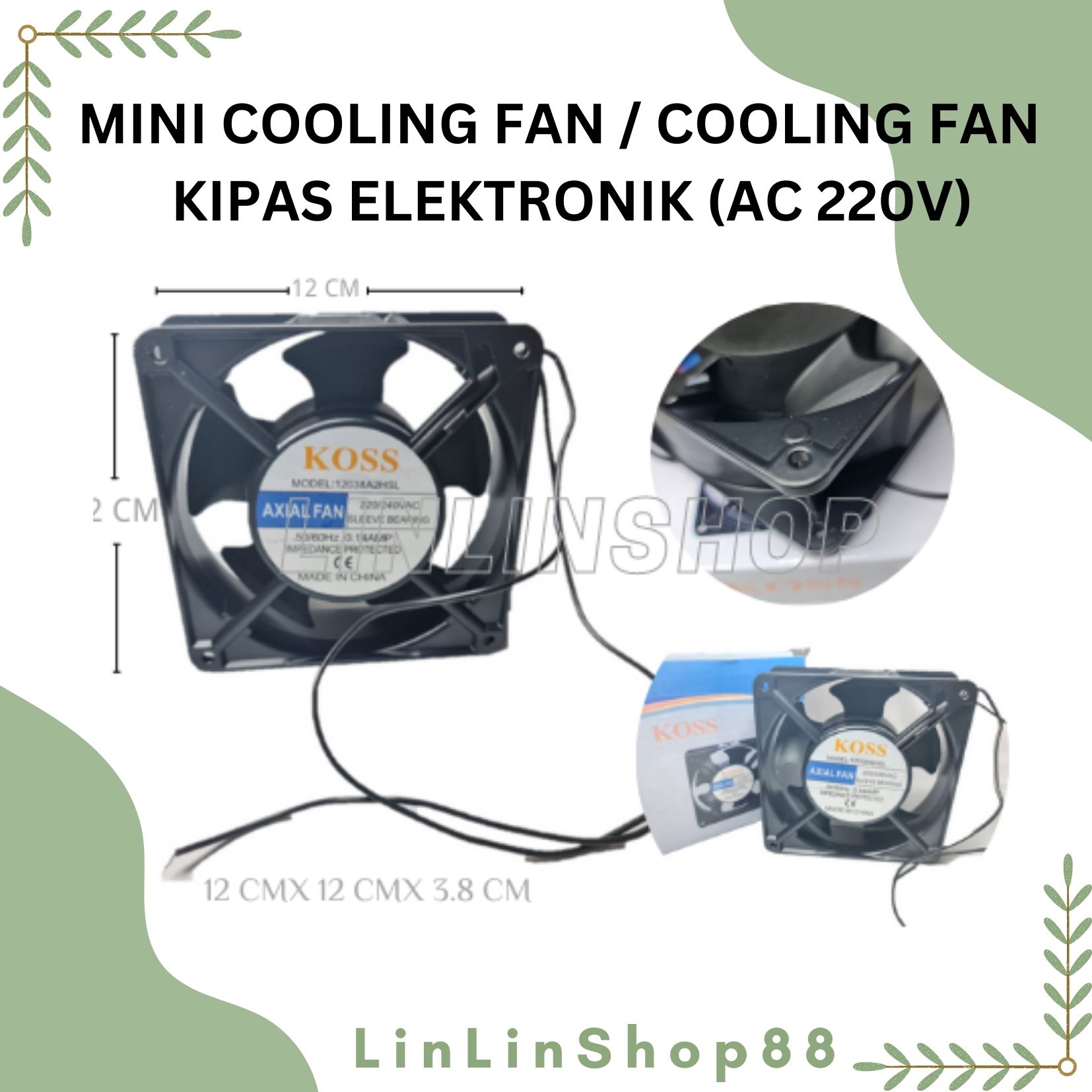 MINI COOLING FAN 12 CM / COOLING FAN 12CM / KIPAS ELEKTRONIK (AC 220V ...