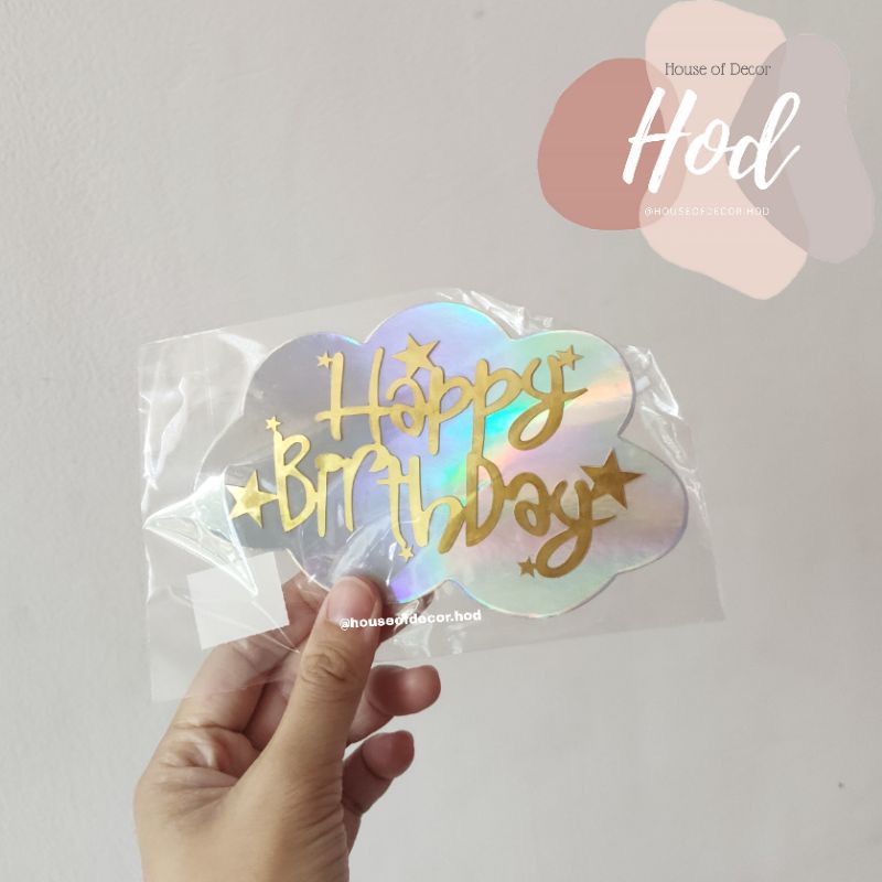 Topper HBD Cloud Happy Birthday HBD Bentuk Awan Hiasan Kue Aksesori ...