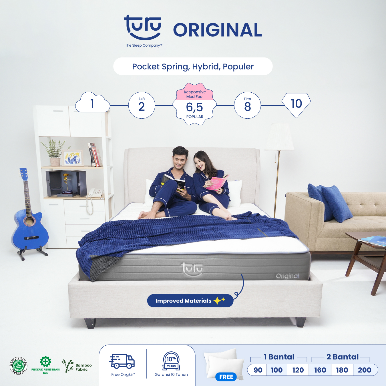 Turu Kasur Pocket Spring Bed Turu Original Ukuran 120x200 Double